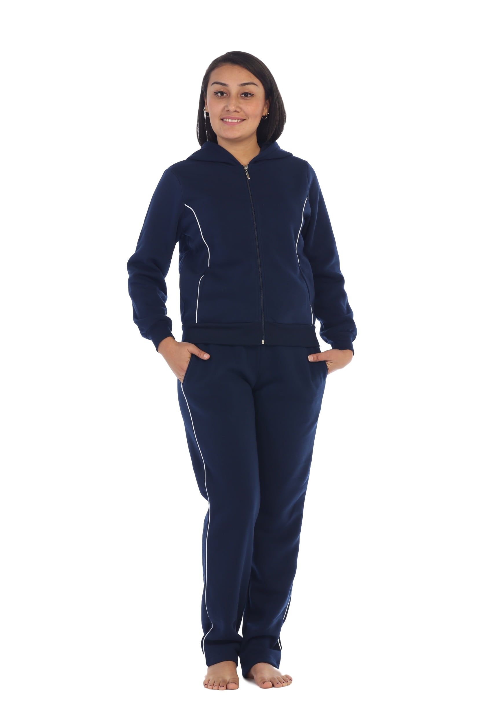 Unik Women Matching Jacket and Pants Fleece Set, Navy Size Small ...