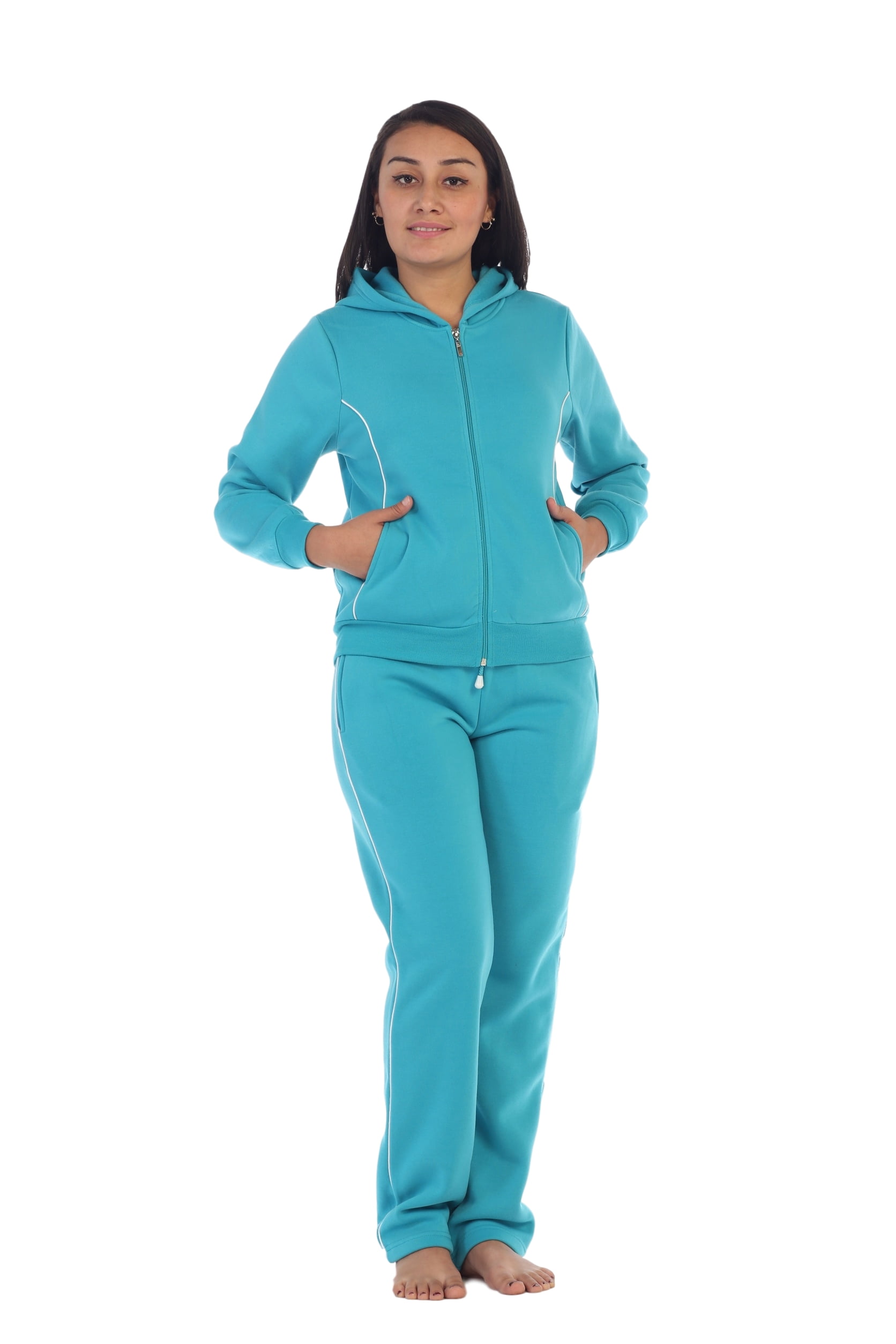 Unik Women Matching Jacket and Pants Fleece Set, Teal Size 3XL ...