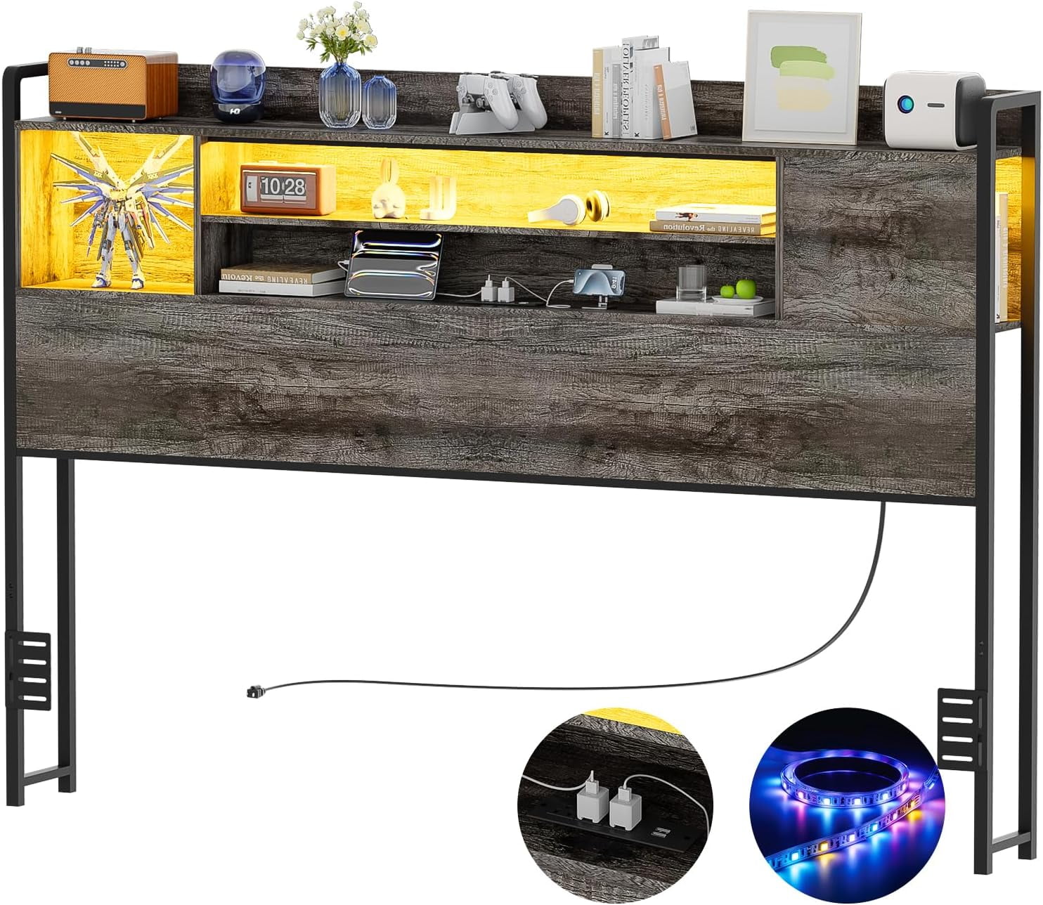 Unikito Headboard for Full Size Bed, Bookcase Style Head Board with ...