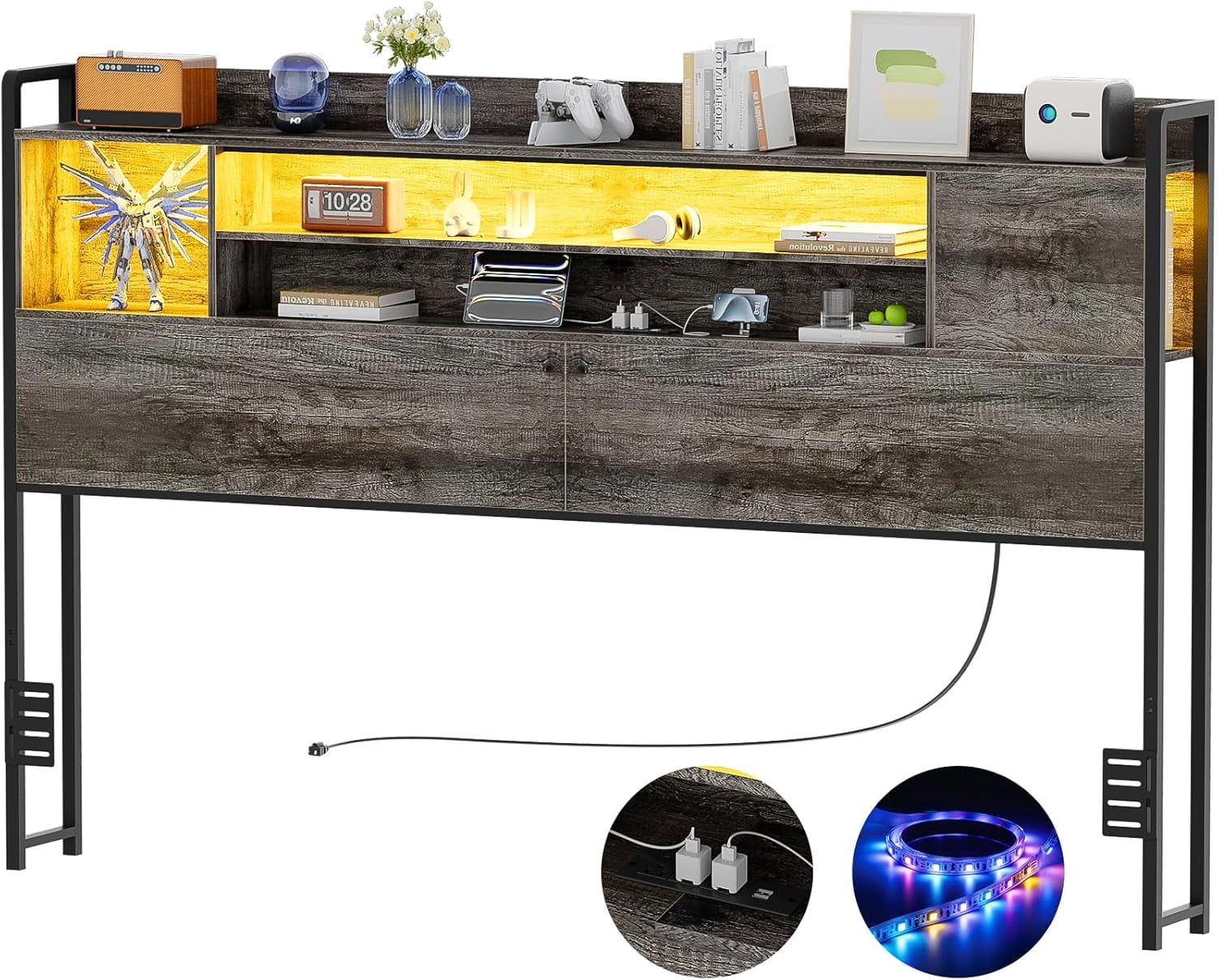 Unikito Headboard for King Size Bed, Bookcase Style Head Board with ...