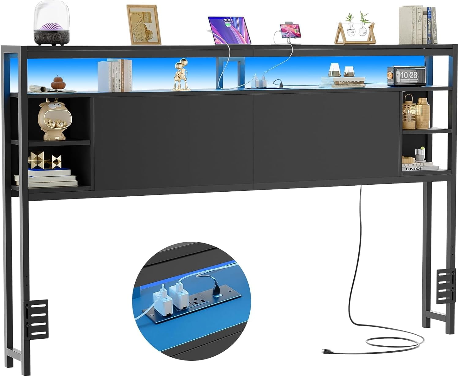 Unikito King Size Headboard with Storage, Headboards with Power Outlet ...