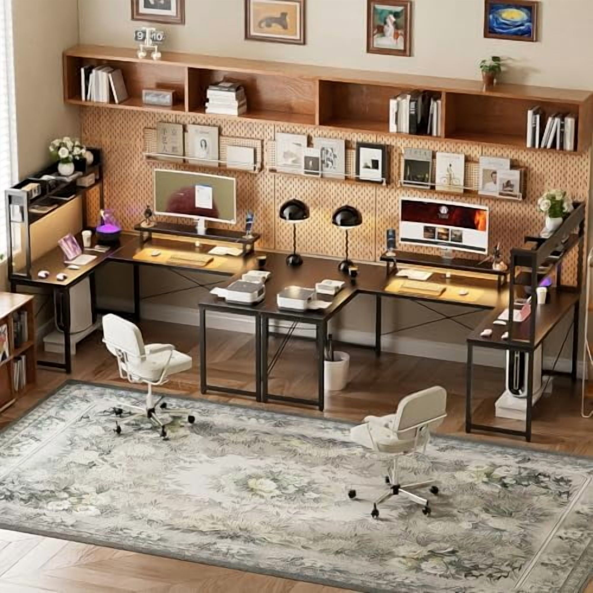Unikito Large U Shaped Computer Desk with Hutch, Customizable ...