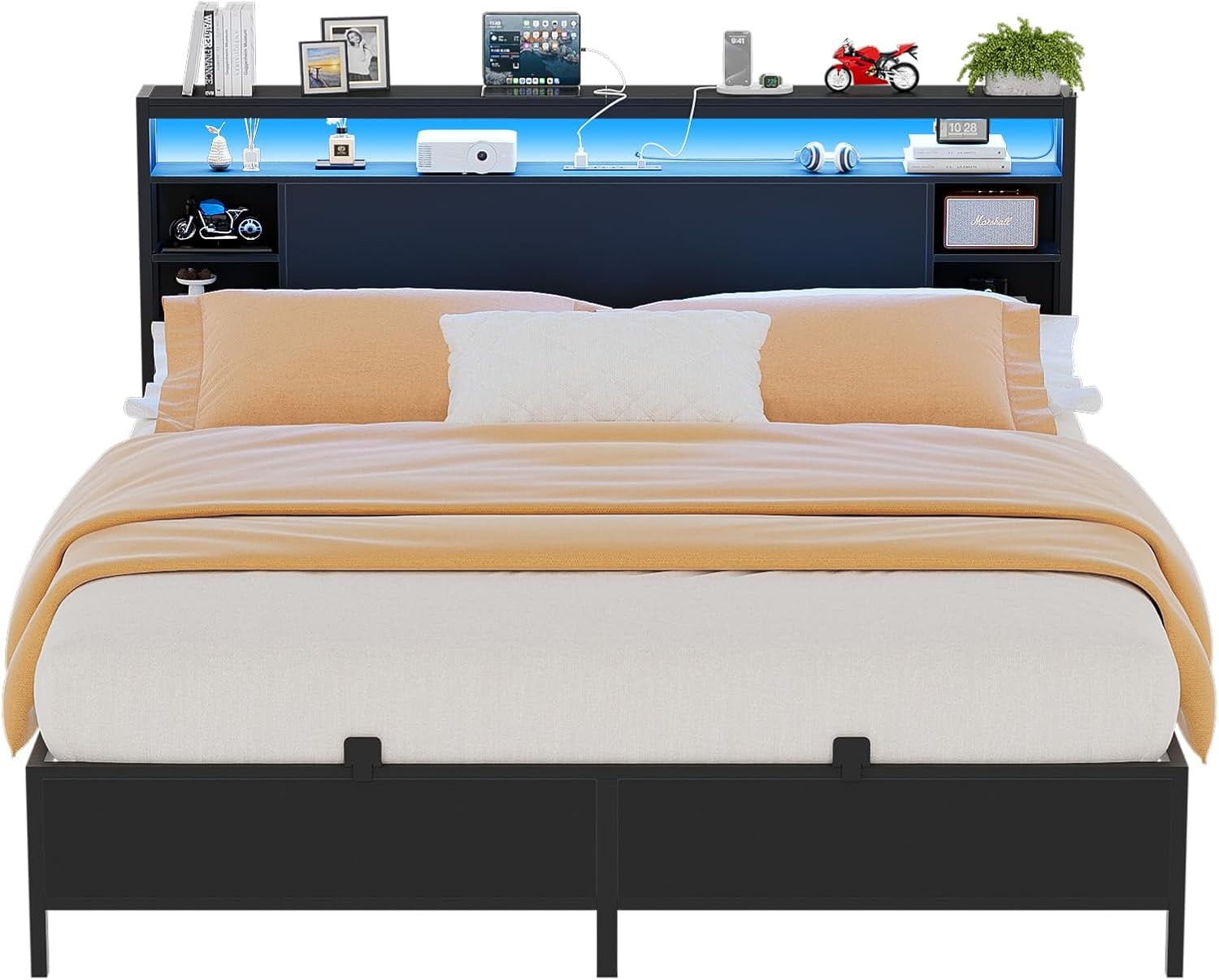 Unikito Queen Size Bed Frame with Storage Headboard, Power Socket and ...