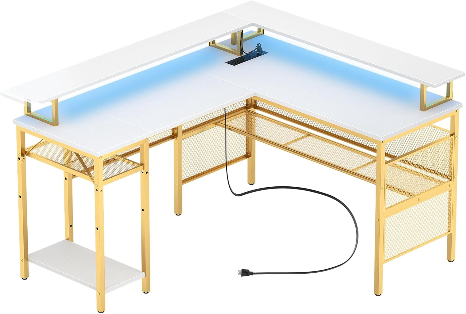 Unikito Reversible L Shaped Desk,Cool 55 Inch Corner Computer Desk with ...