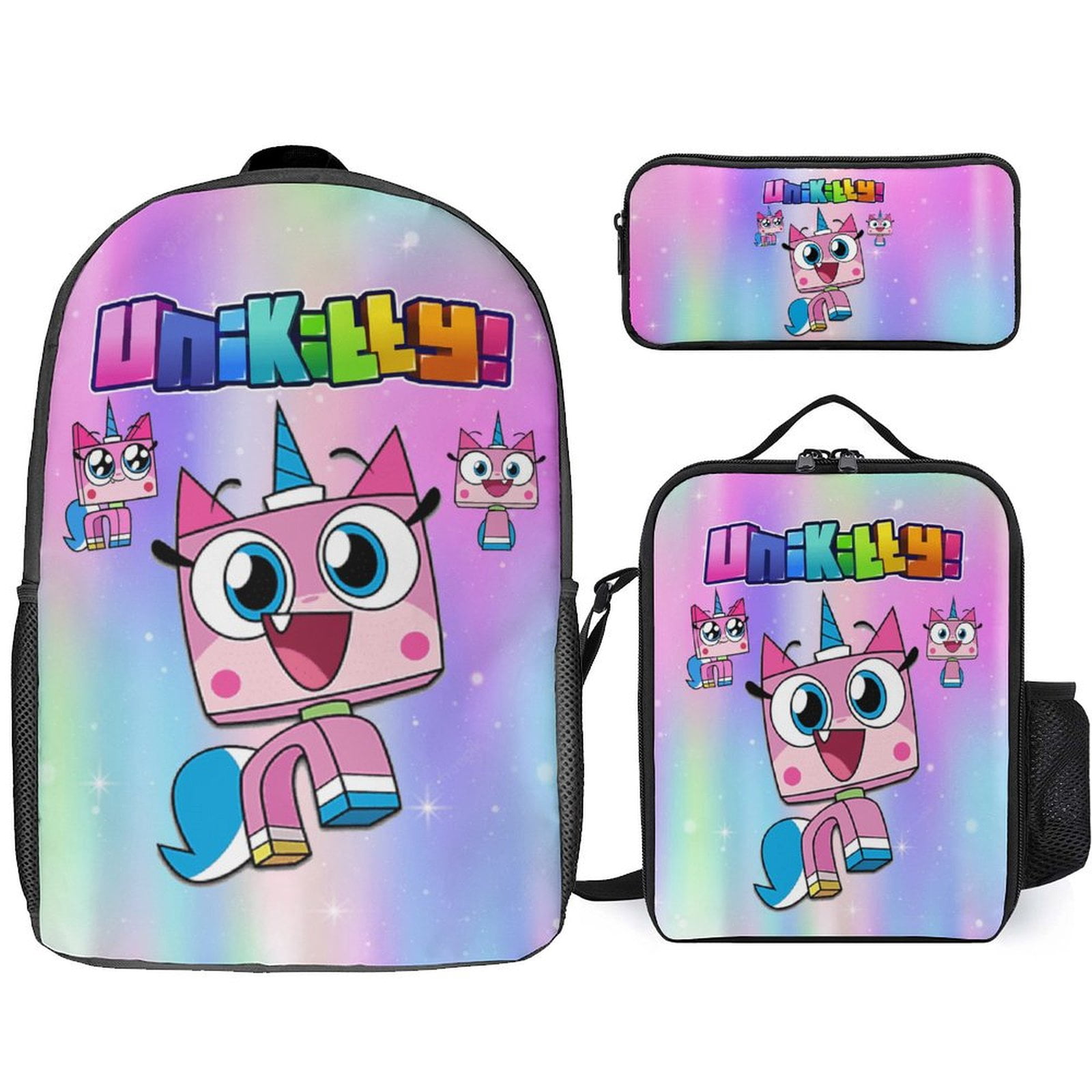Unikitty! 3 Piece Backpack Set with Lunch Bag Pencil Case , High ...