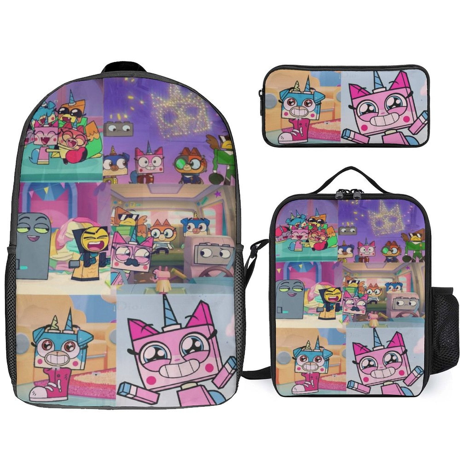 Unikitty! 3 Piece Backpack Set with Lunch Bag Pencil Case , High ...
