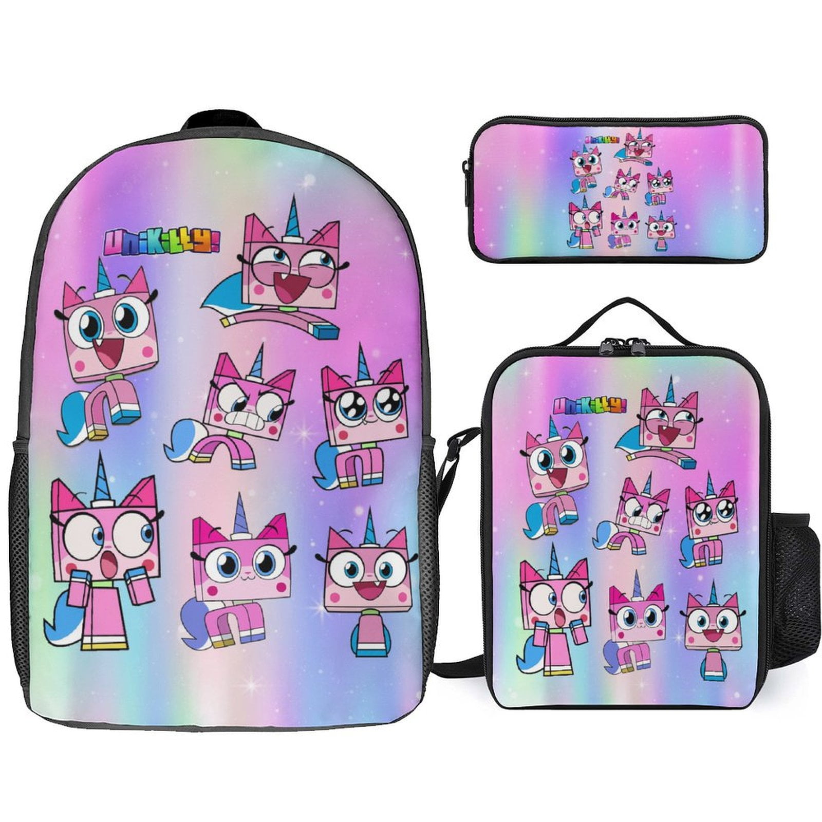 Unikitty! 3 Piece Backpack Set with Lunch Bag Pencil Case , High ...