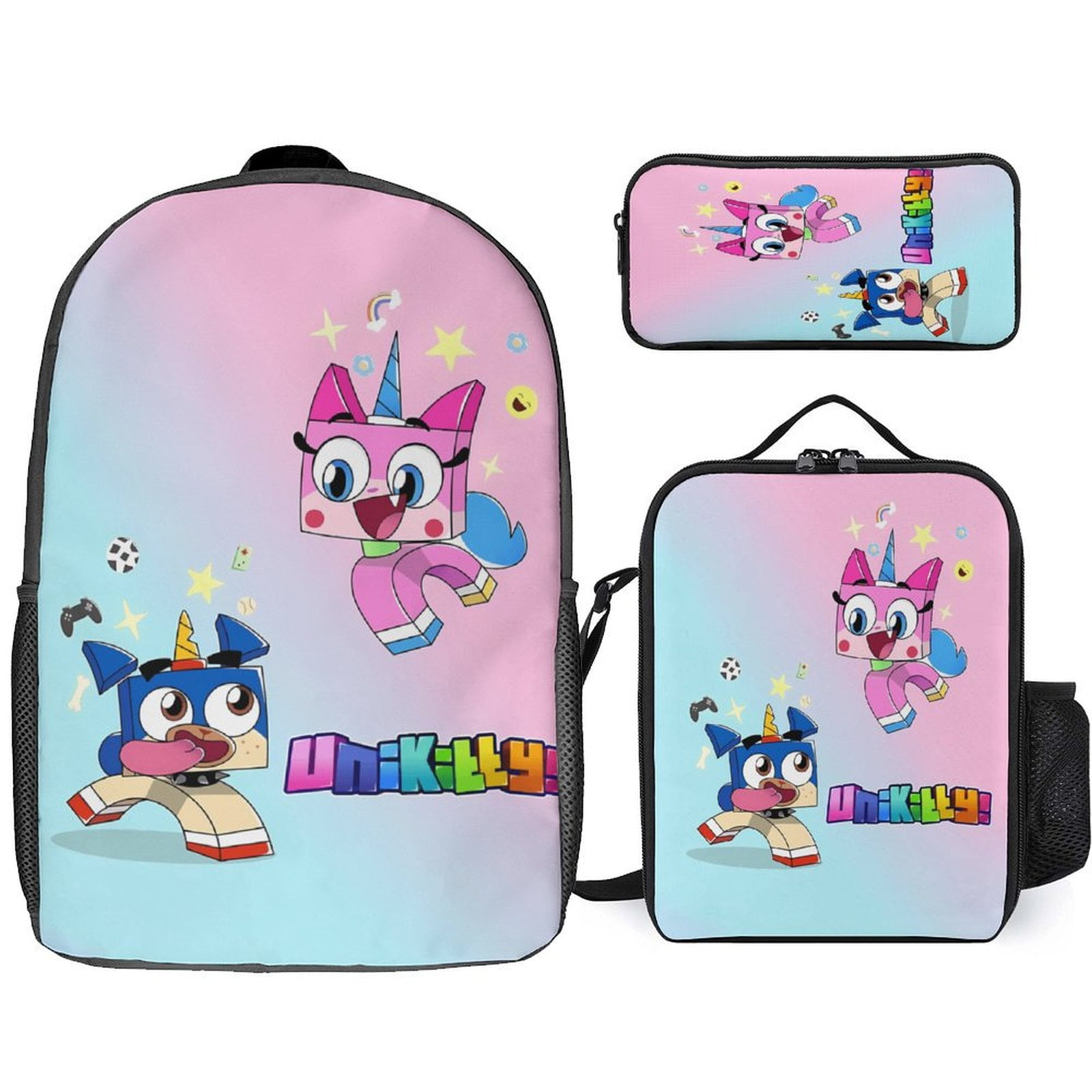 Unikitty! 3 Piece Backpack Set with Lunch Bag Pencil Case , High ...