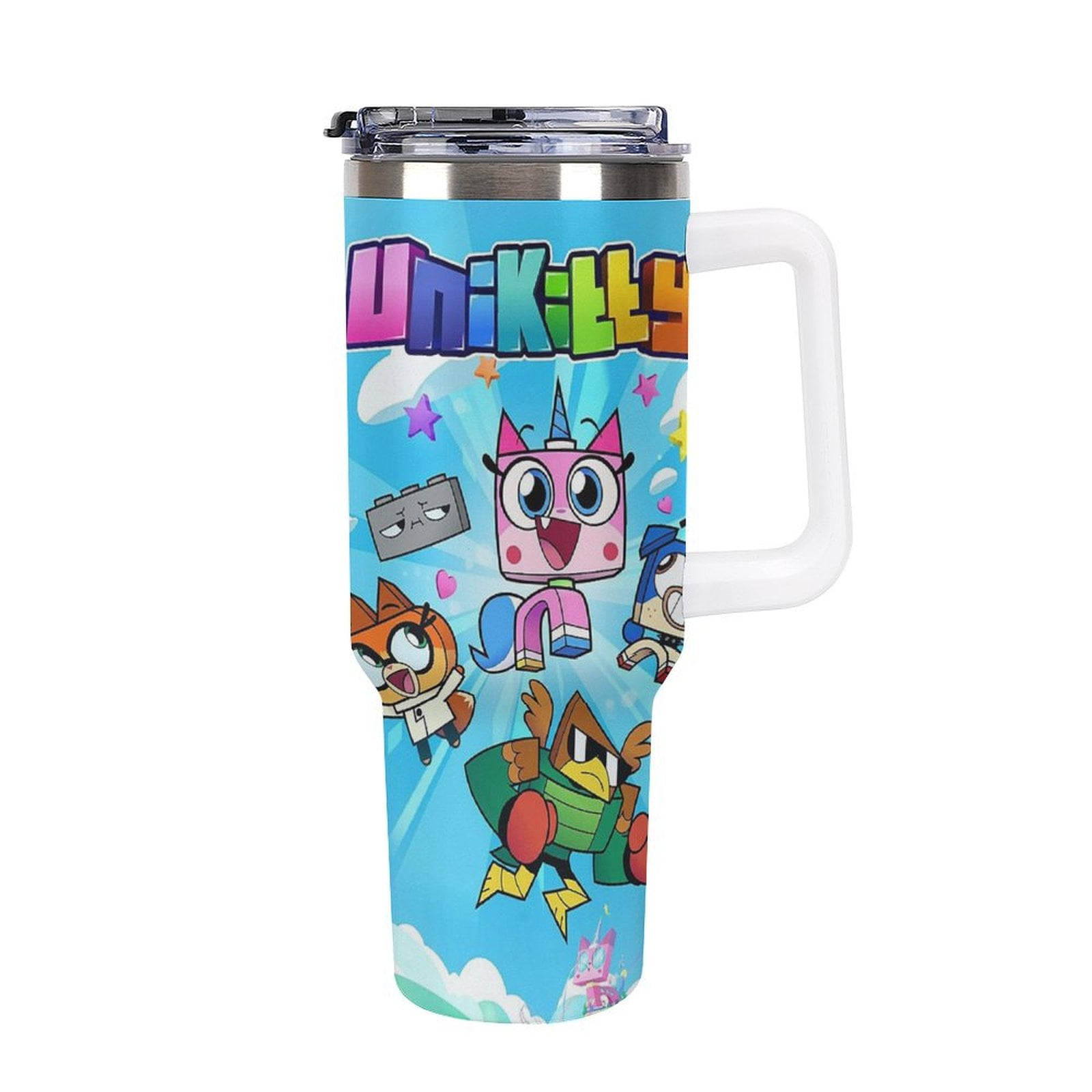 Unikitty Car Cup Tumbler with Handle & Straw 40 Oz Cupholder Water ...