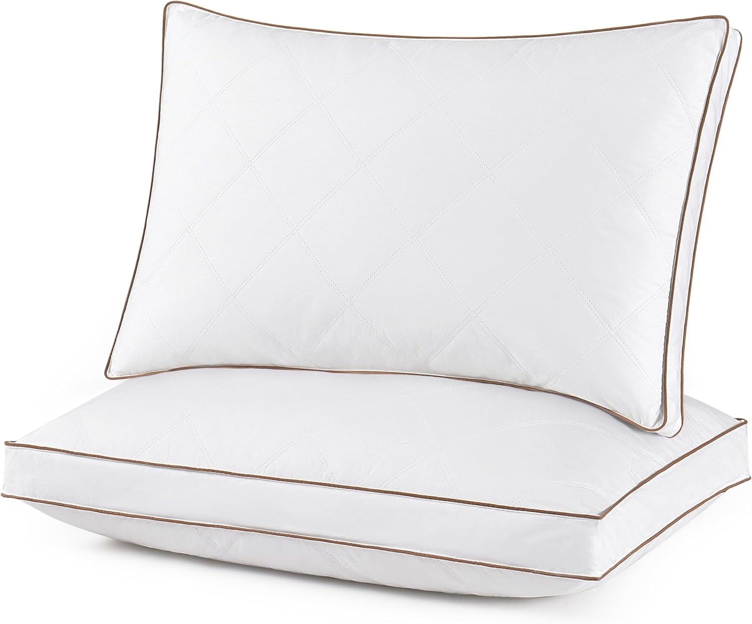 Unikome King Size Goose Down Pillows Set of 2, Firm Cotton Shell ...