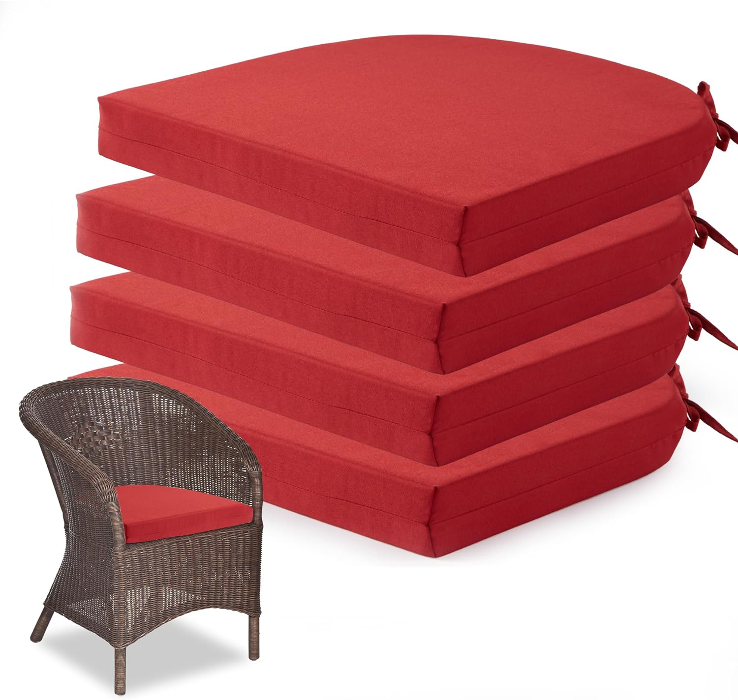 Unikome Outdoor Seat Pads Seat Cushions 4-Piece Solid Waterproof Patio ...