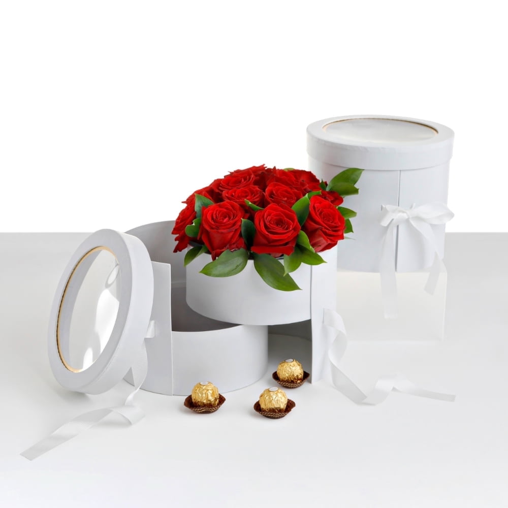 Unikpackaging 2-tiered Round Shaped Flower/Gift Box, Size 7.8″ dia. x 6 ...