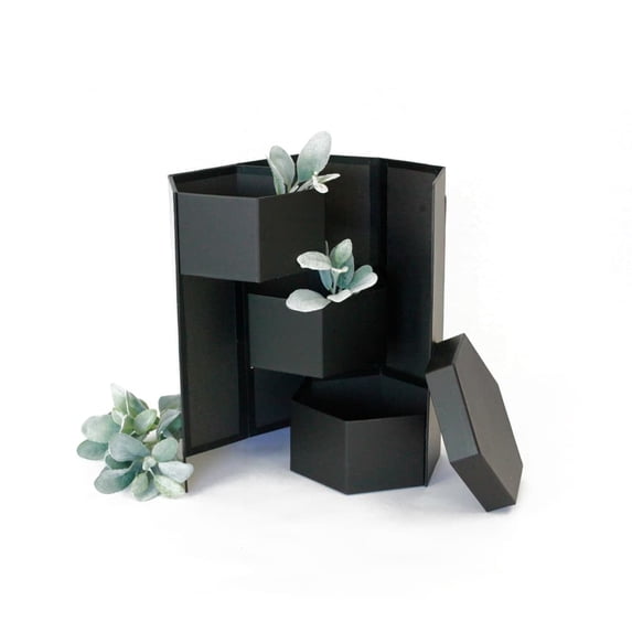 Unikpackaging Hexagon Shape Surprise Flower Gift Box, 3 Tier, 8.5″x 7.4 ...