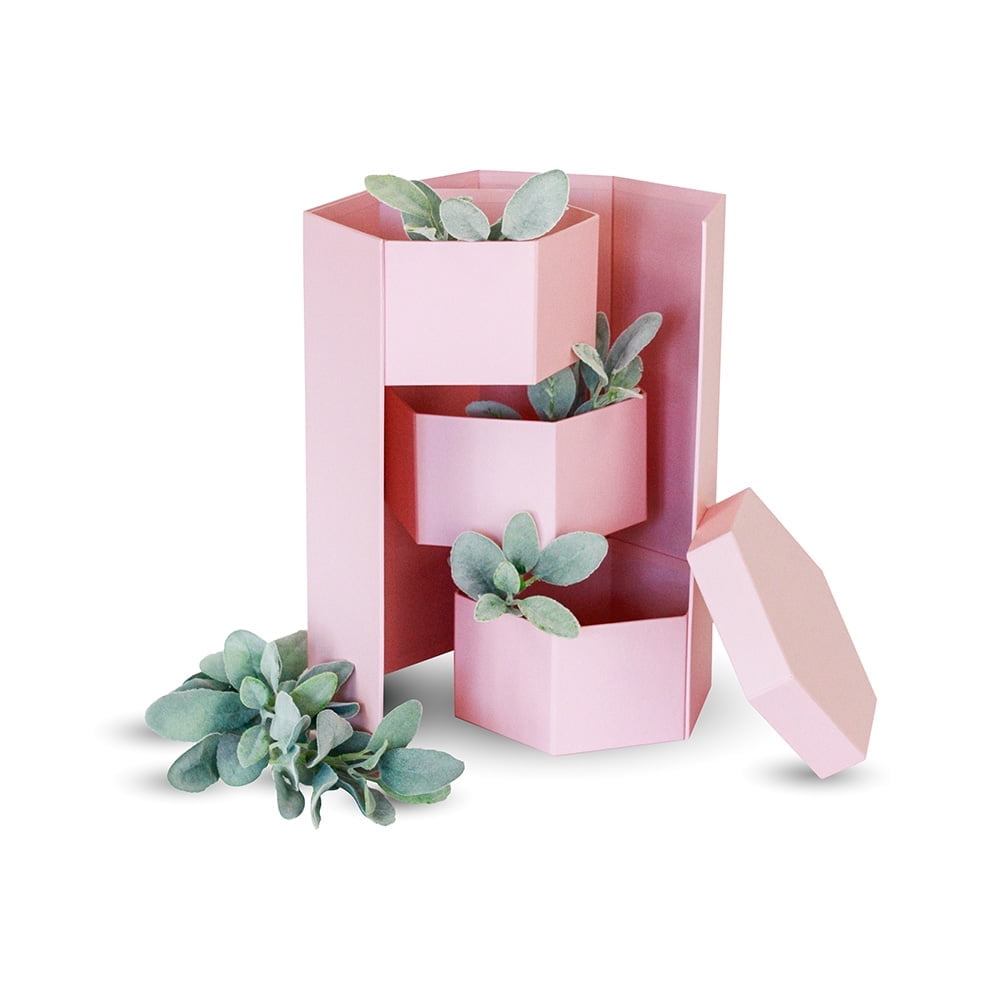 Unikpackaging Hexagon Shape Surprise Flower Gift Box, 3 Tier, 8.5″x 7.4 ...