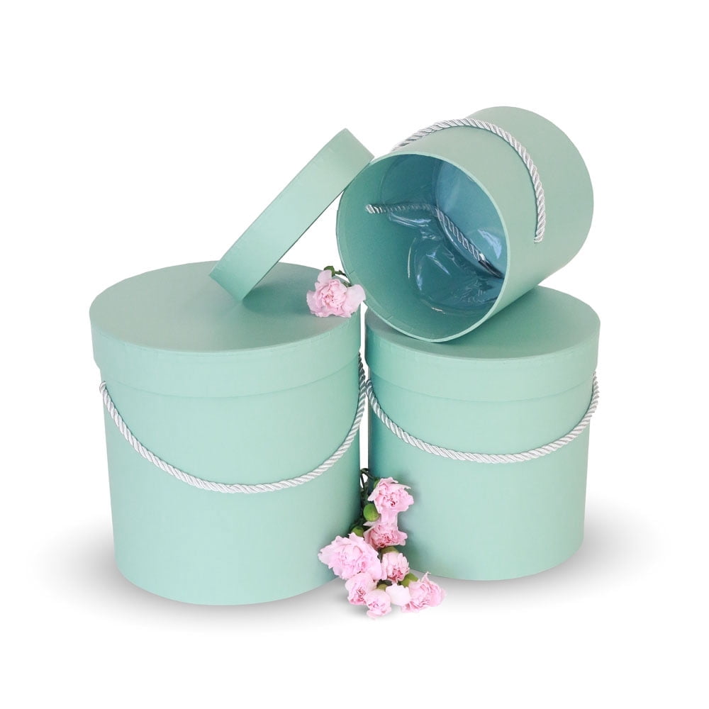 Unikpackaging Set of 3, Round Flower Boxes with Lids, Solid - Tiffany ...