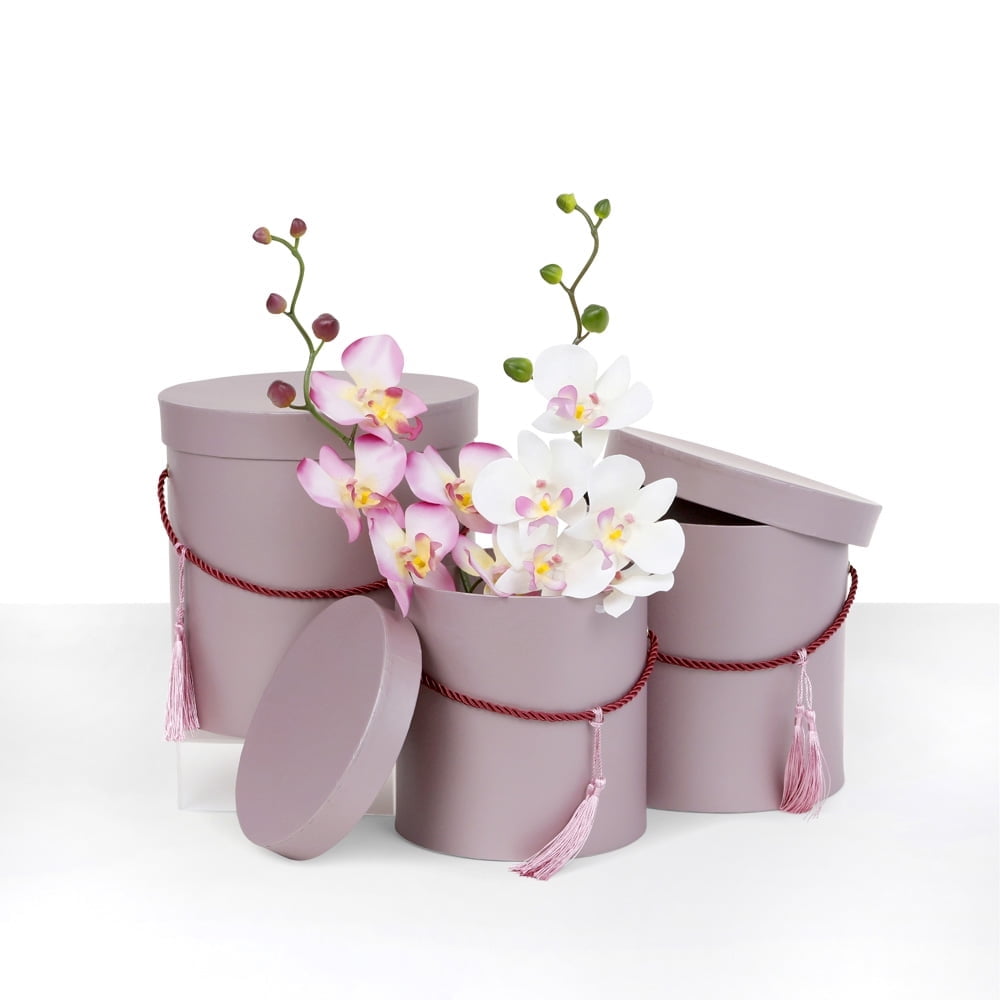 Unikpackaging Set of 3 pcs, Round Flower/Gift Box with Lids - Interior ...