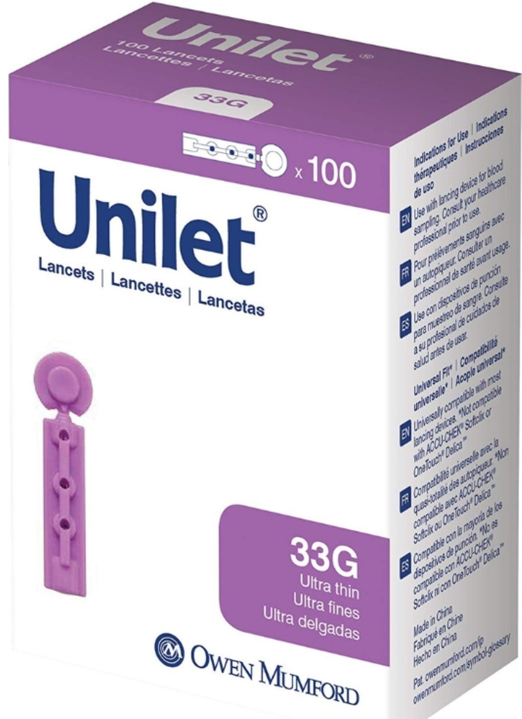 Unilet Sharepened Needle Unilet Lancets, 100 Each - (Pack of 2 ...