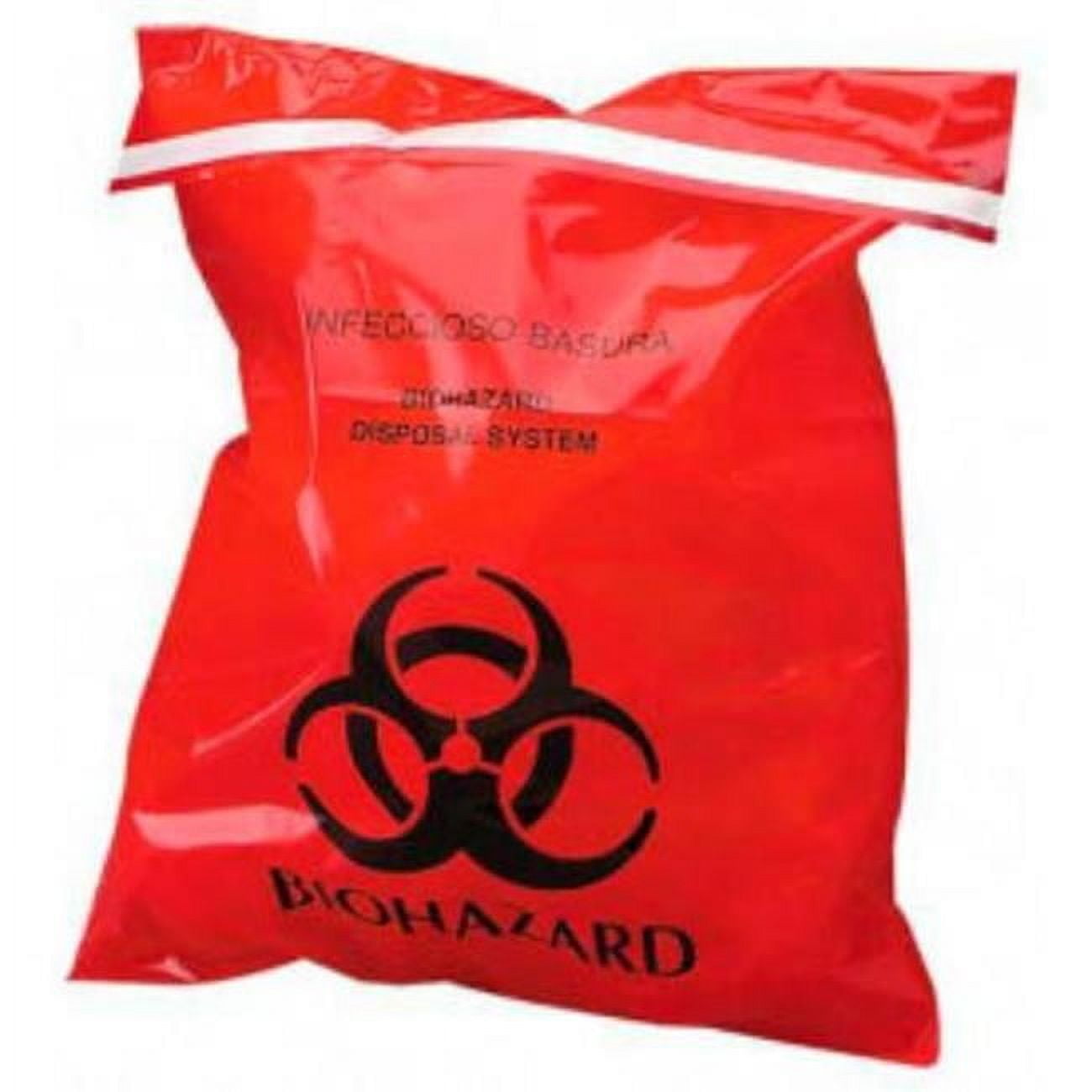 Unimed Midwest B170801 Red Stick-On Biohazard Waste Bags - 2 mil - 12 x ...