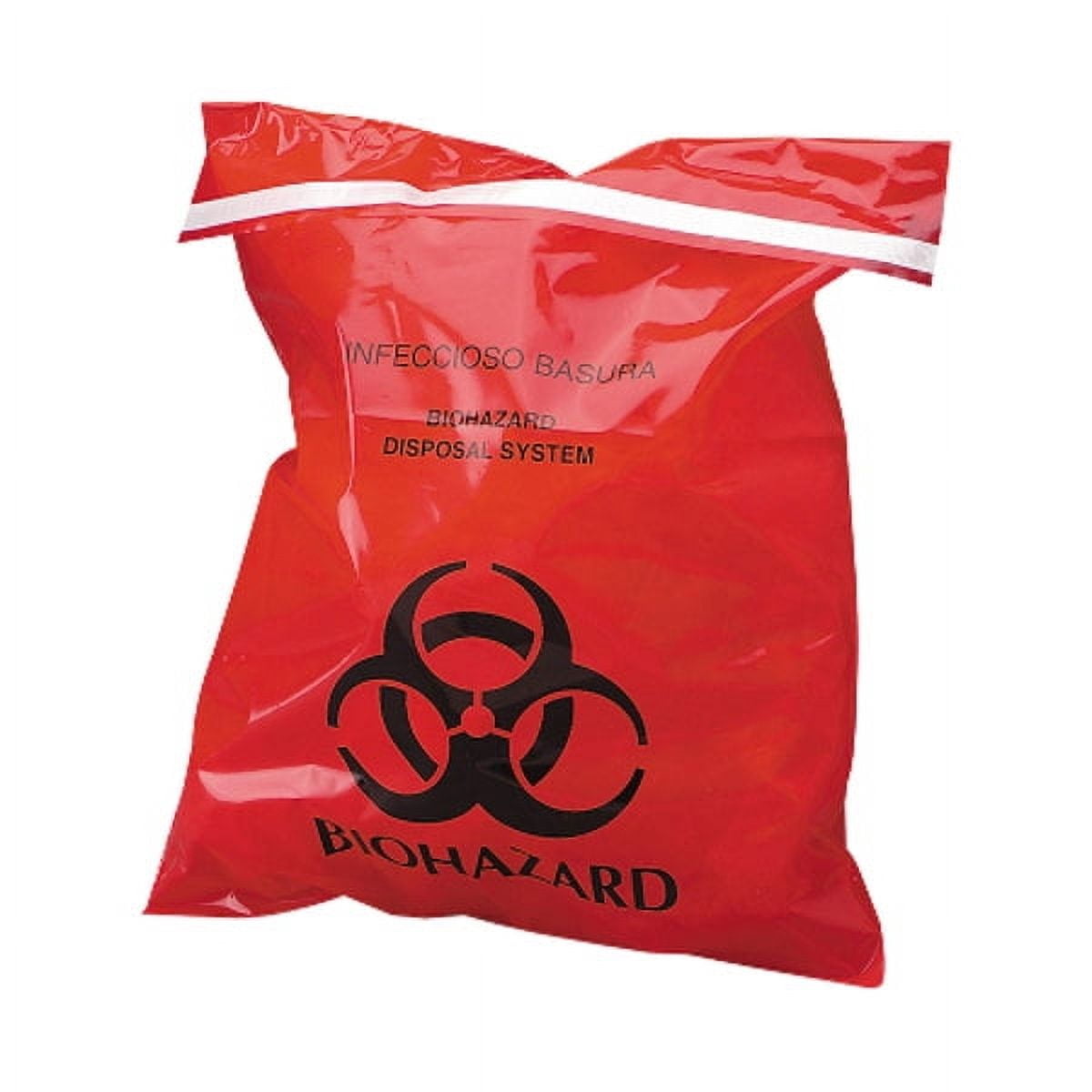 Unimed Stick-On Biohazard Infectious Waste Bags, 1.4 Quarts, Red, Box ...