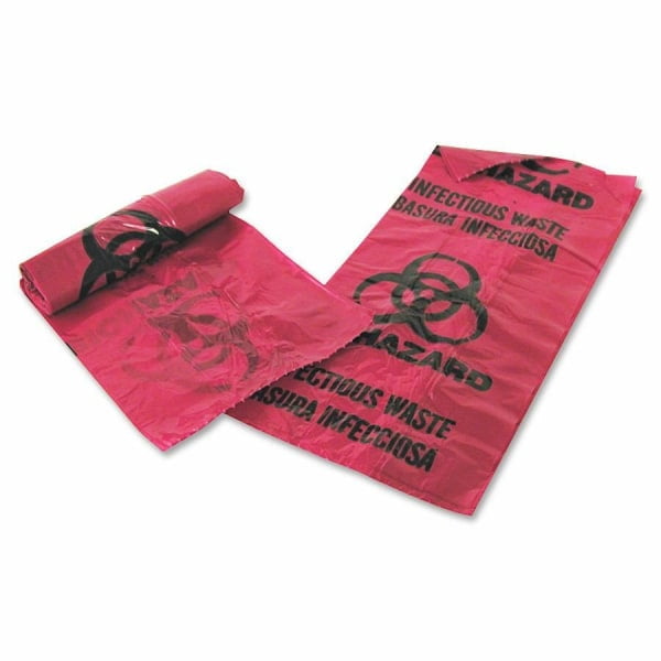 Unimed Stick-On Biohazard Infectious Waste Bags, 1 Gallon, Red, Box Of ...