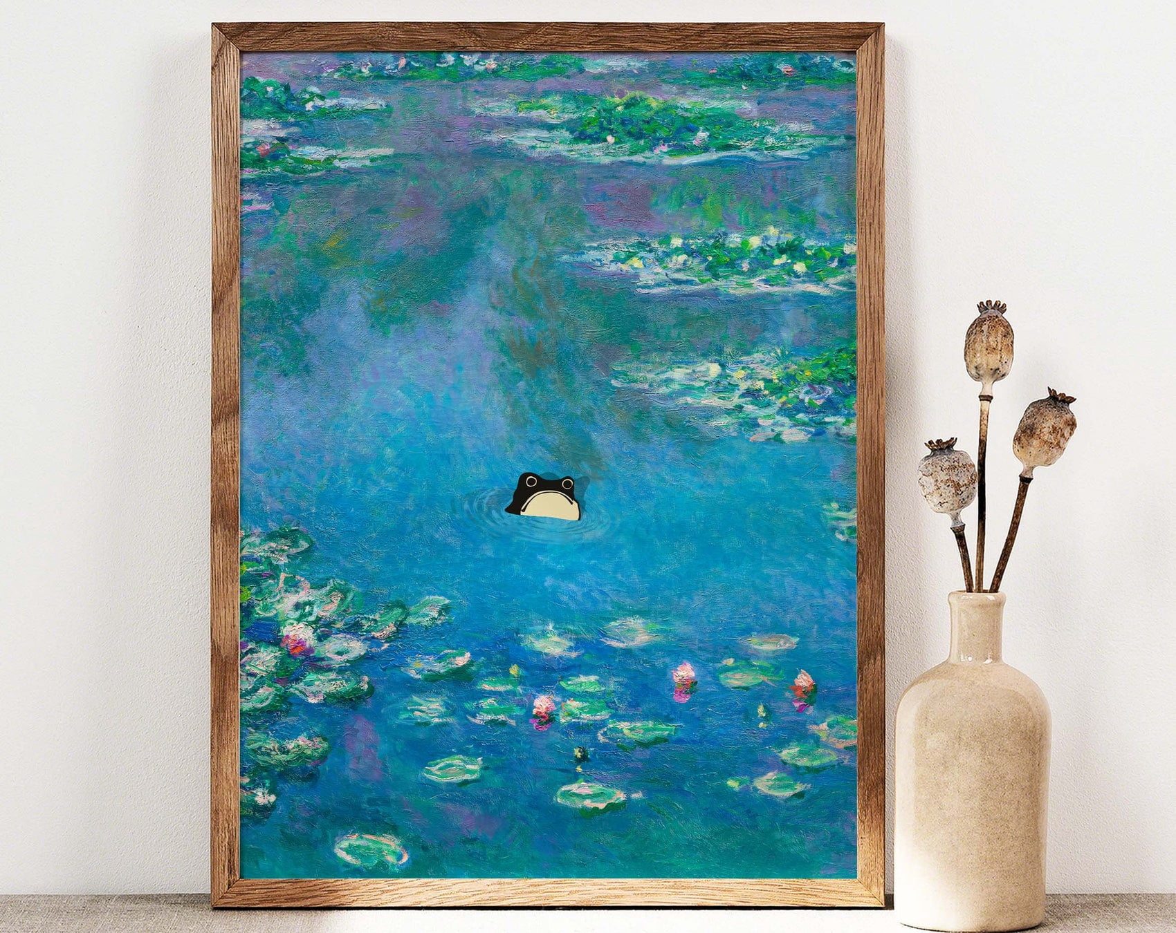 Unimpressed Frog, Monet Waterlily Frog Print, Claude Monet Angry Frog ...