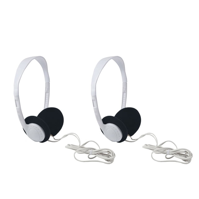 Uninex (2-Pack) On-Ear Stereo Headphones 3.5mm Right Angle Plug Light ...
