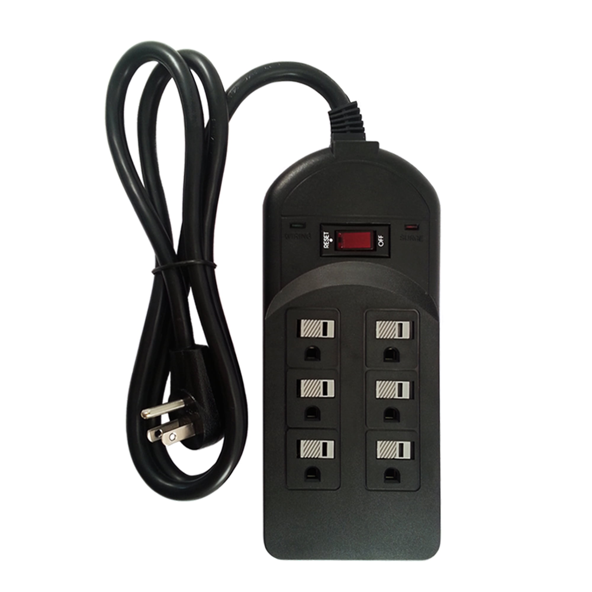 Uninex 6 Outlet 4 FT 14/3 AWG 750 Joules Surge Protector Flat Plug EMI ...