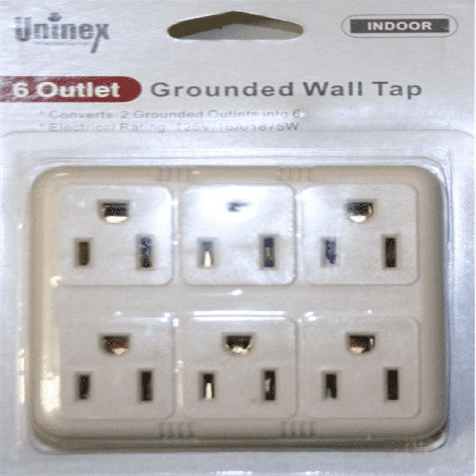 Uninex 6 Outlet Grounded Wall Tap - Walmart.com