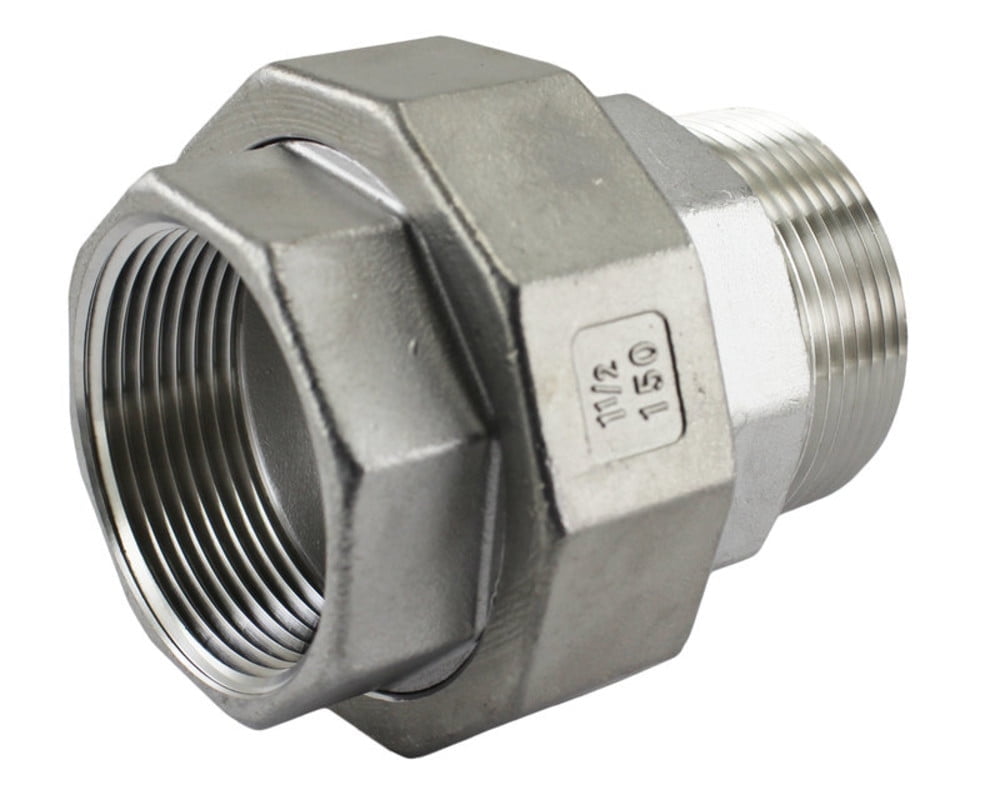 Union 1-1/2" Male x Female NPT Ports Stainless Steel Pipe Fitting, 5 Pack - Walmart.com