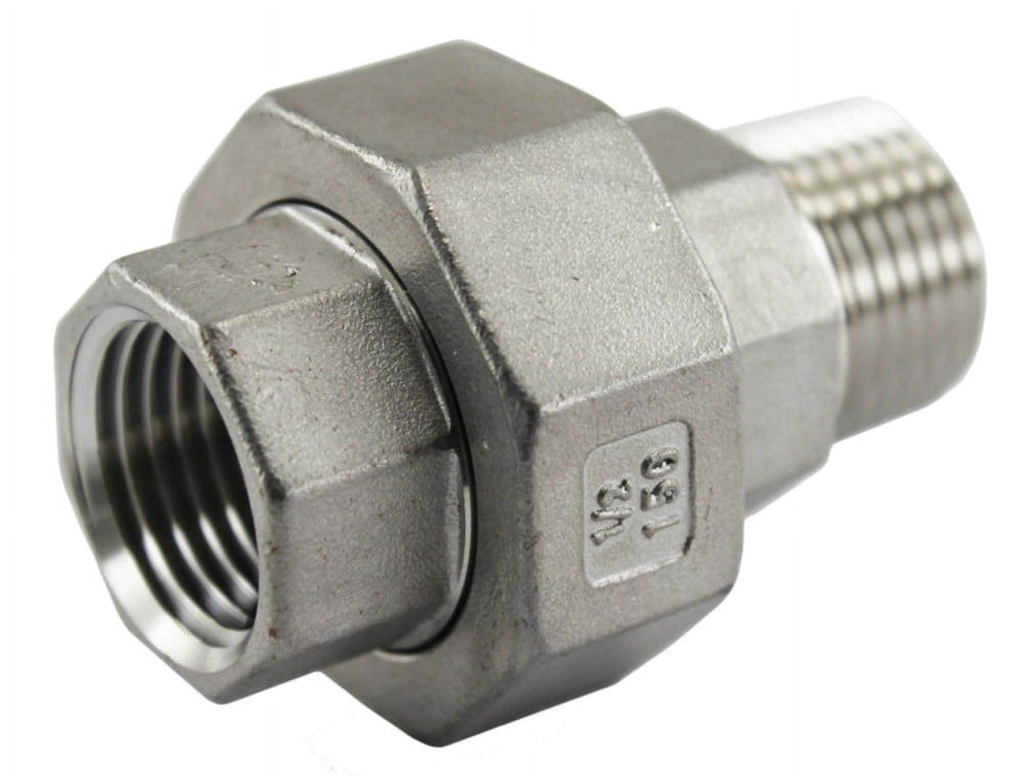 Union 1/2" Male x Female NPT Ports Stainless Steel Pipe Fitting, 10 ...