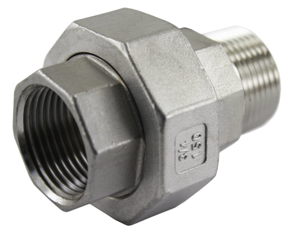 Union 3/4" Male x Female NPT Ports Stainless Steel Pipe Fitting, 2 Pack ...