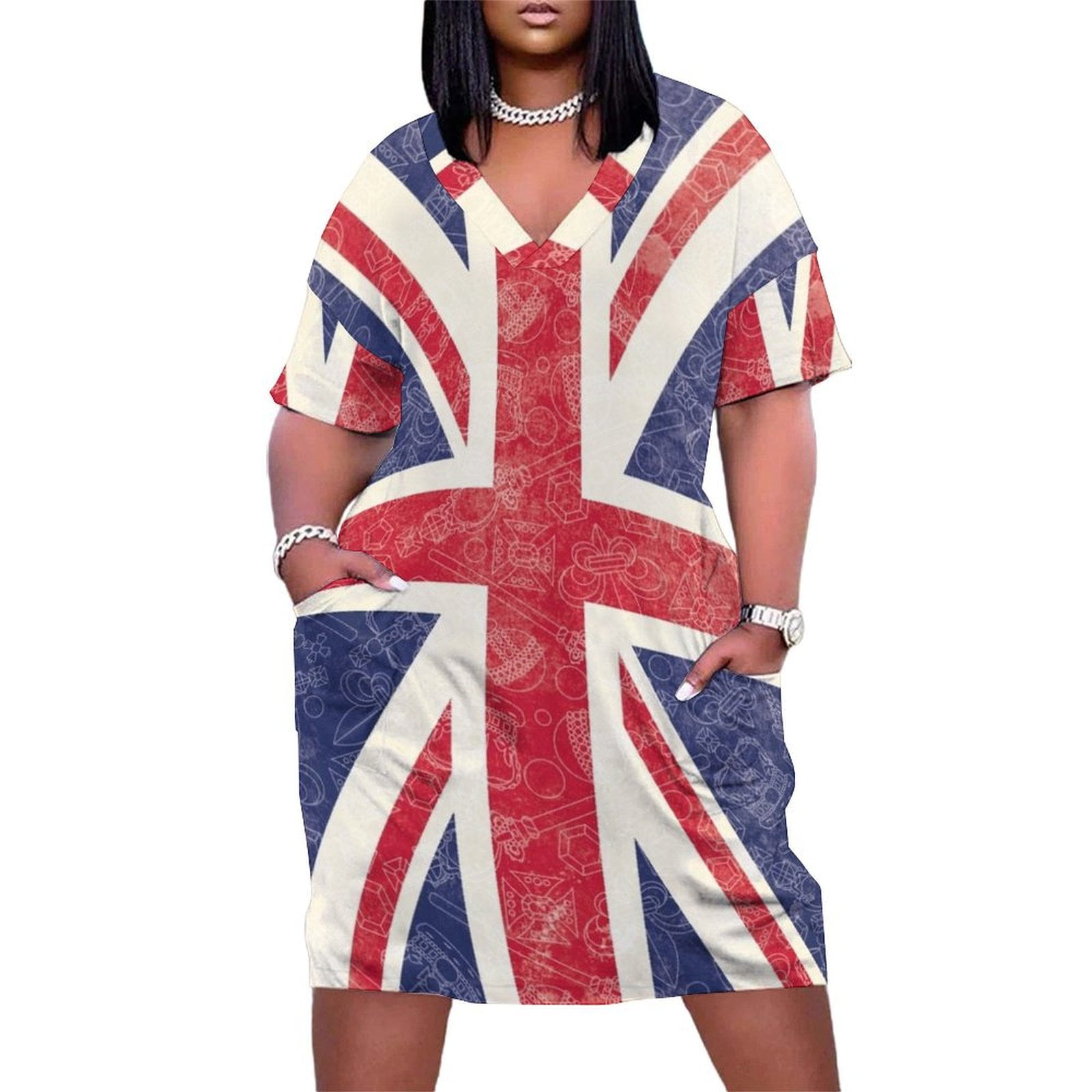 Union Flag Loose Pocket Dress dress summer women"s evening dress 2025 women"s clothing summer ...