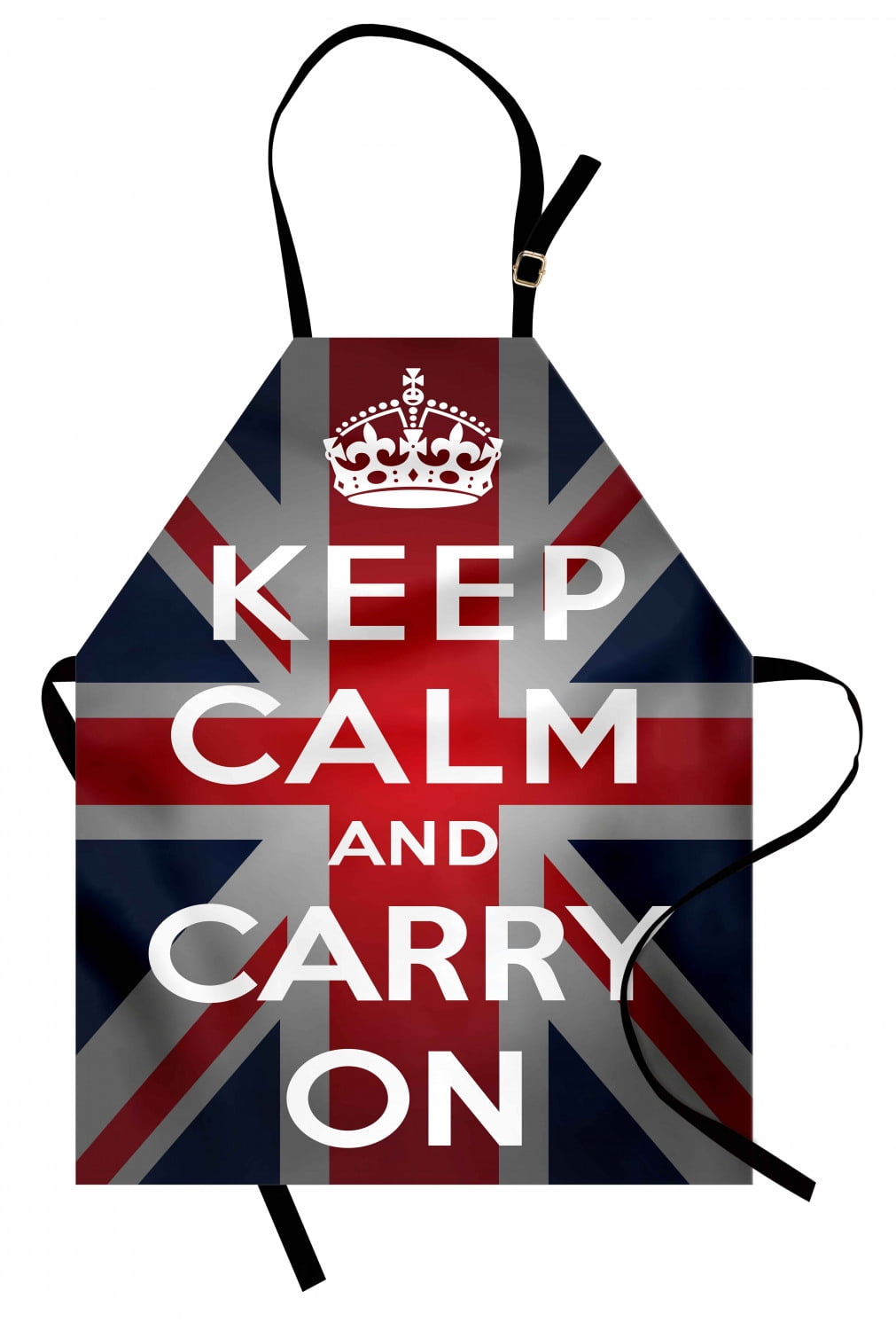 Union Jack Apron Keep Calm and Cary On Quote Crown Figure United ...
