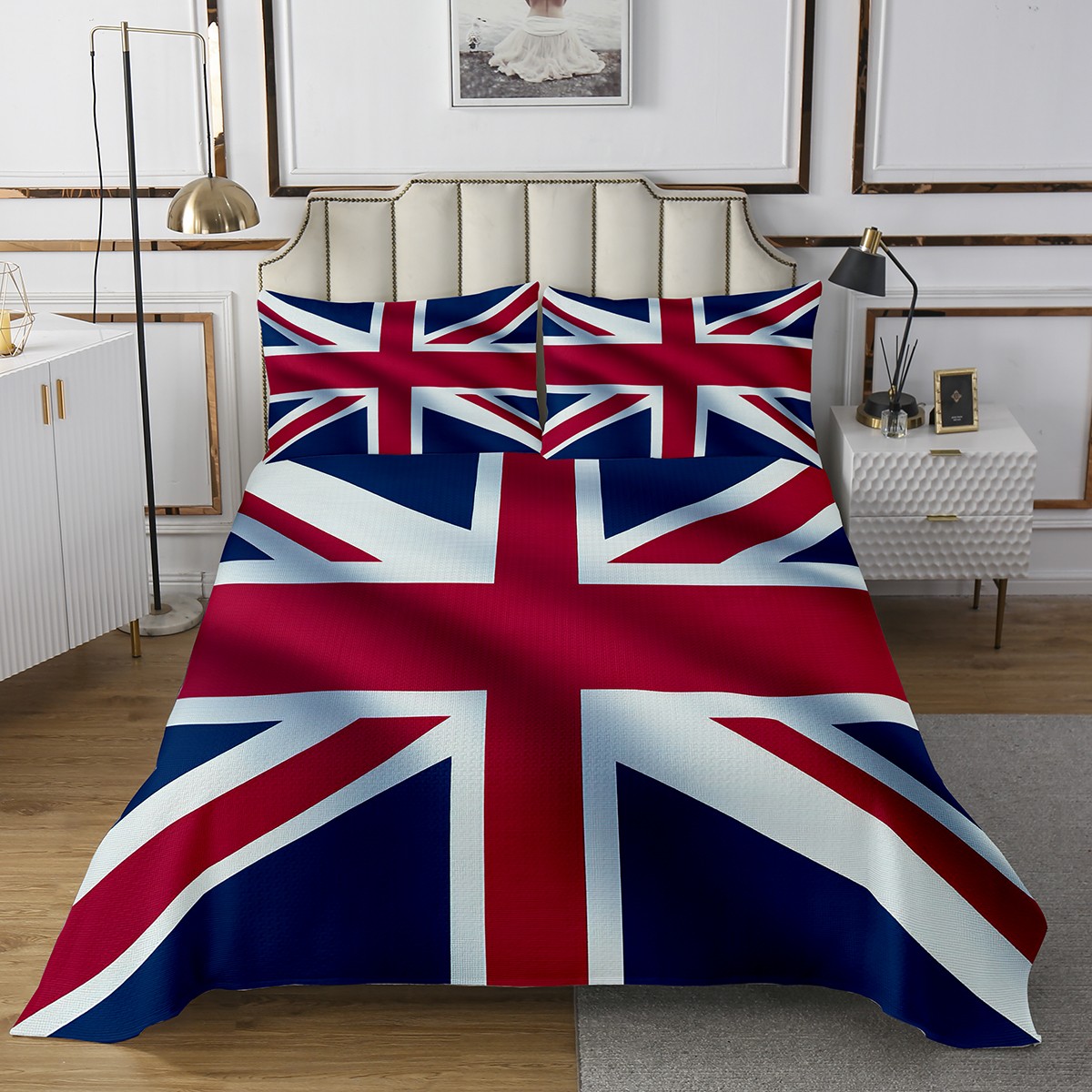 Union Jack Bedspread Set Queen Size,Retro United Kingdom Flag Quilt Set ...