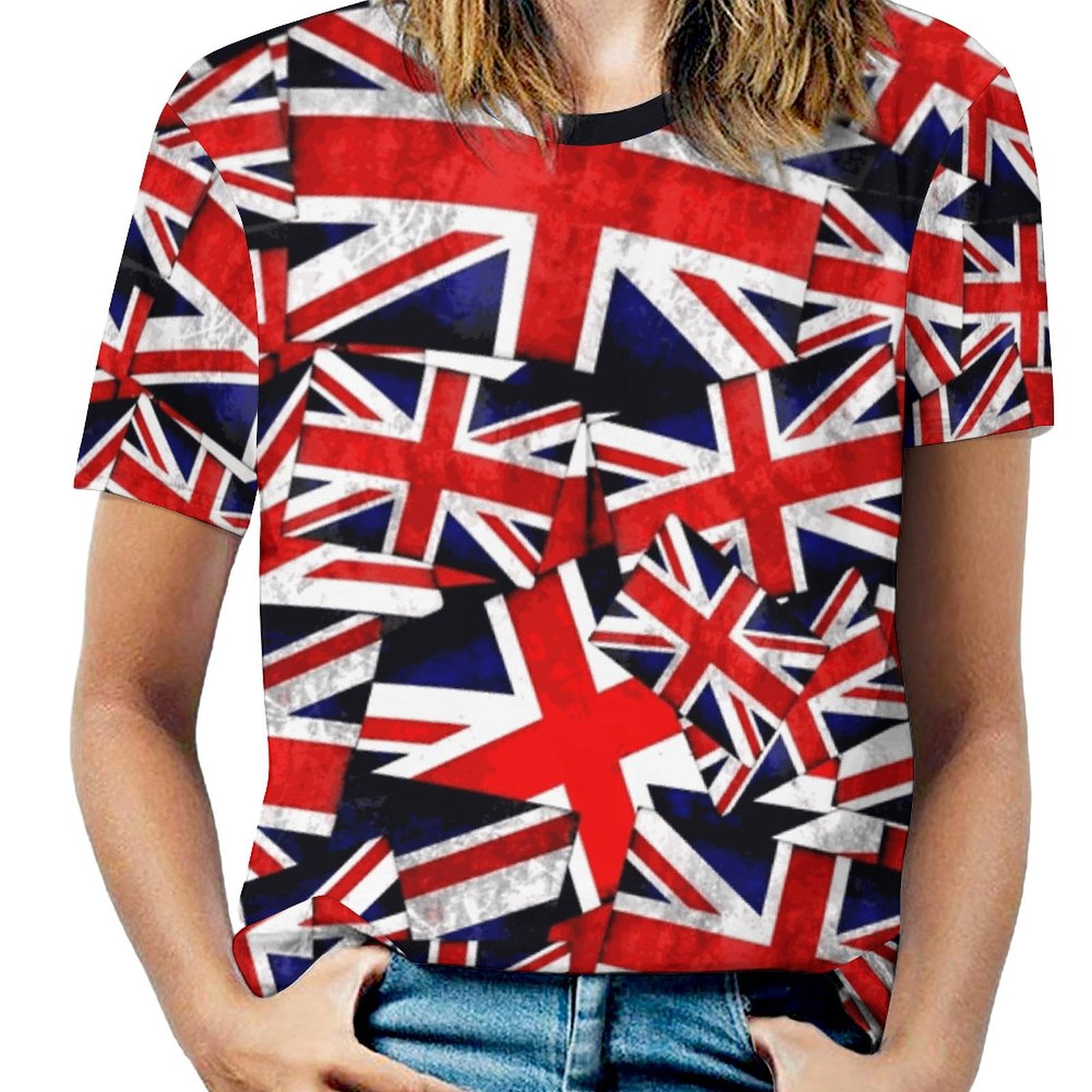 Union Jack British England Uk Flag Women Zipper Sexy Printed Vintage T Shirts Tops Full Print T ...