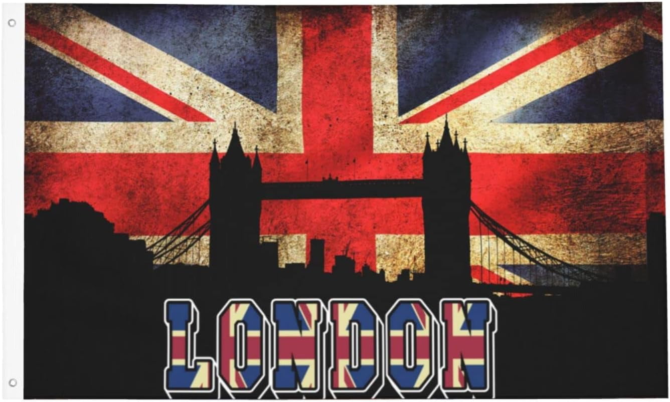 Union Jack British Flag London Bridge Banner With Metal Grommets Double ...