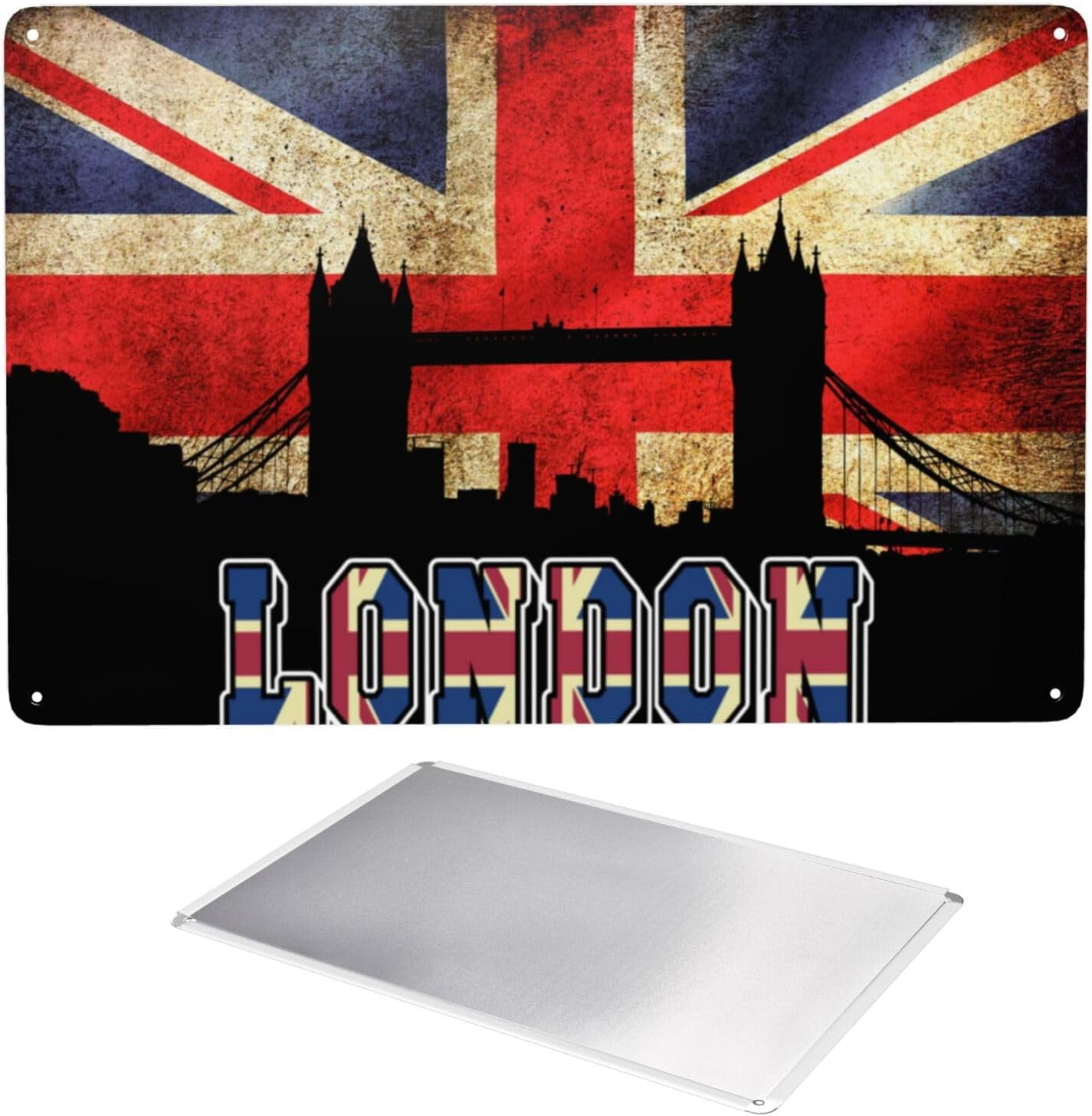 Union Jack British Flag London Bridge Metal Tin Sign Wall Decoration ...
