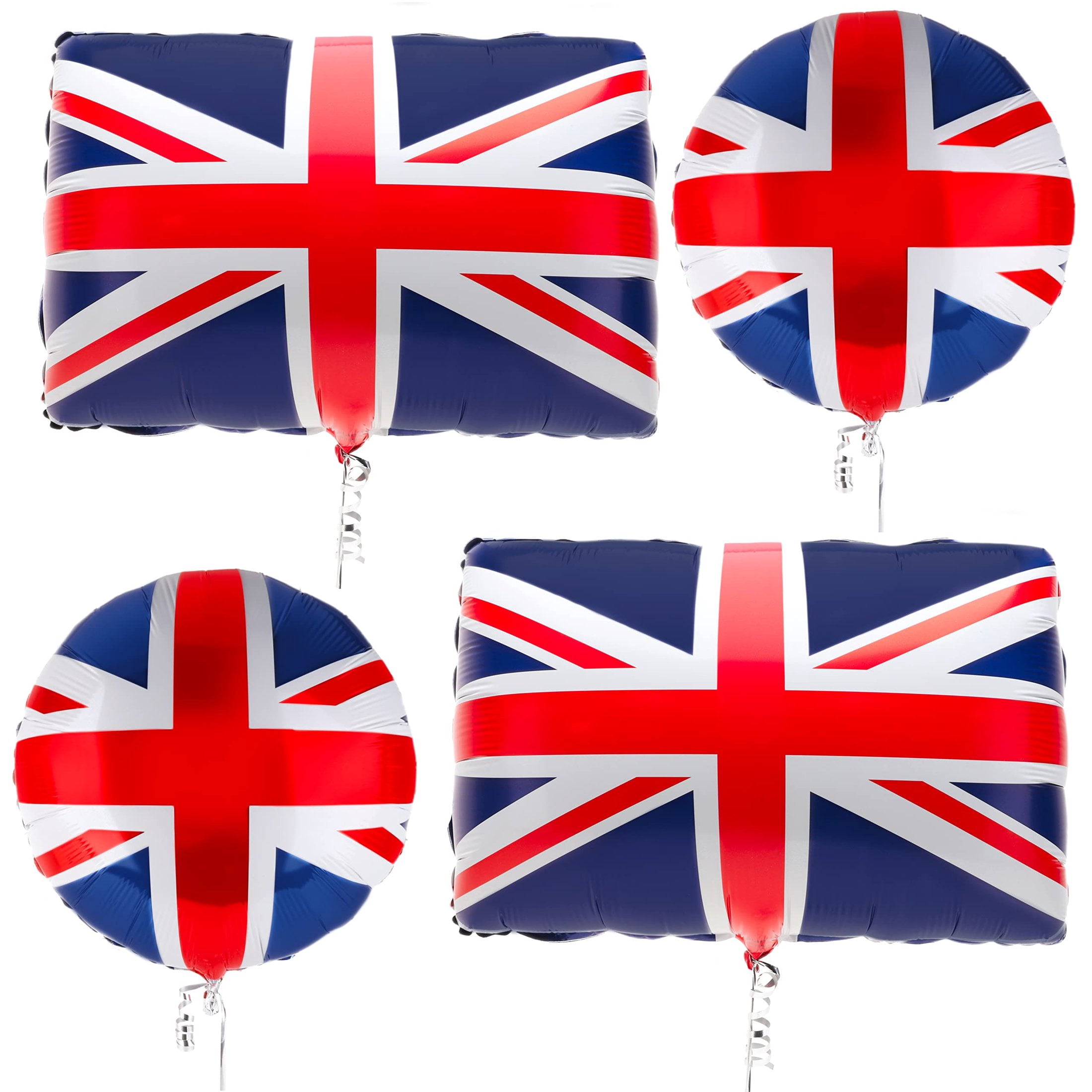 Union Jack Celebration Balloon Set - 4 Pack of 18" Round and 22" Large ...