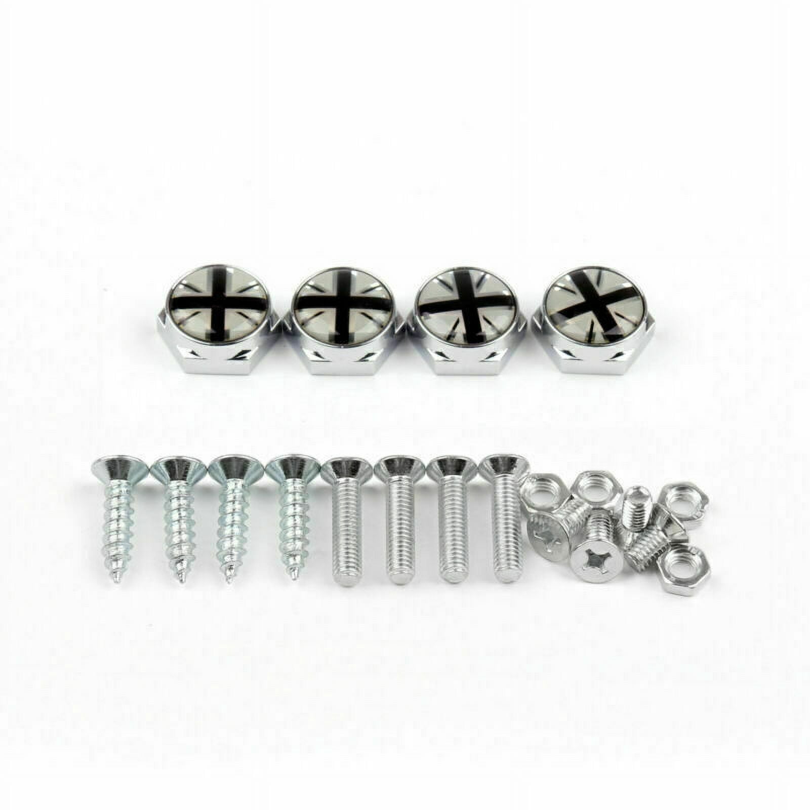 Union Jack Chrome Metal License Plate Frame Screw Bolt Cap for Mini ...