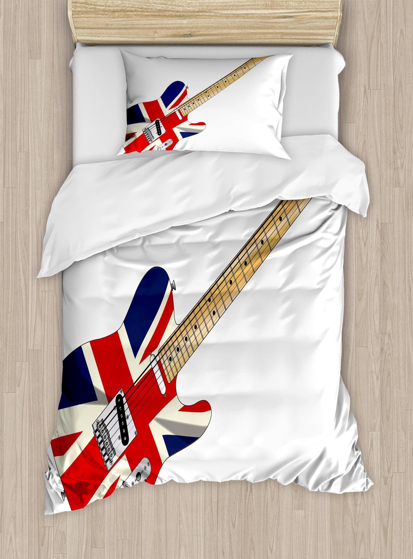 Union Jack Duvet Cover Set, Classical Electric Guitar UK Flag Britain ...