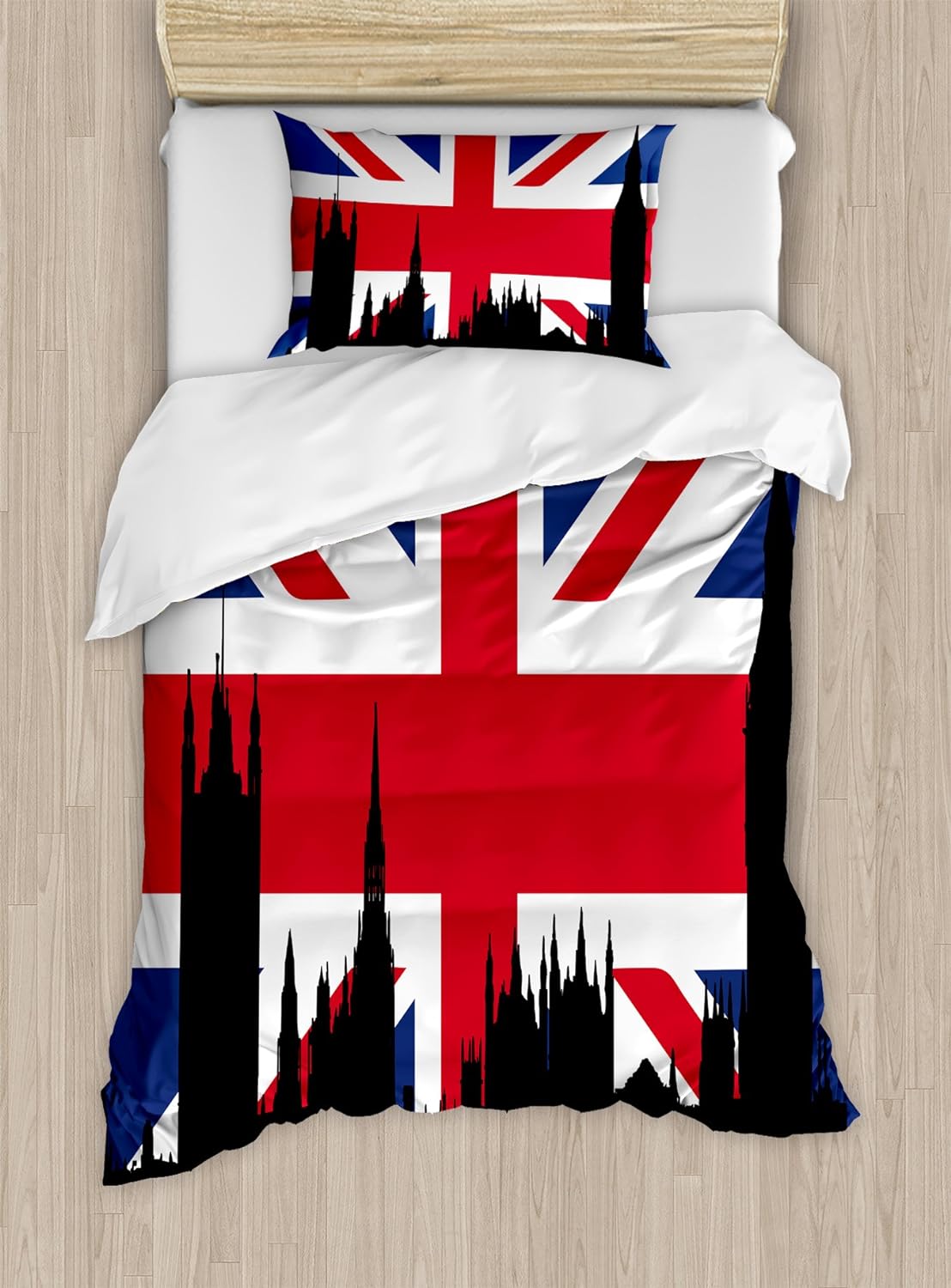 Union Jack Duvet Cover Set, Houses of The Parliament Silhouette on UK ...
