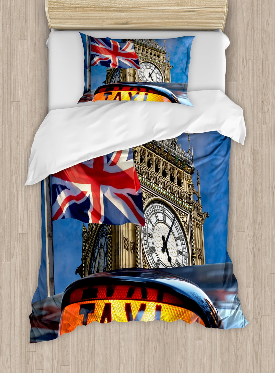 Union Jack Duvet Cover Set Twin Size, Union Jack Flagon Pole and Big ...