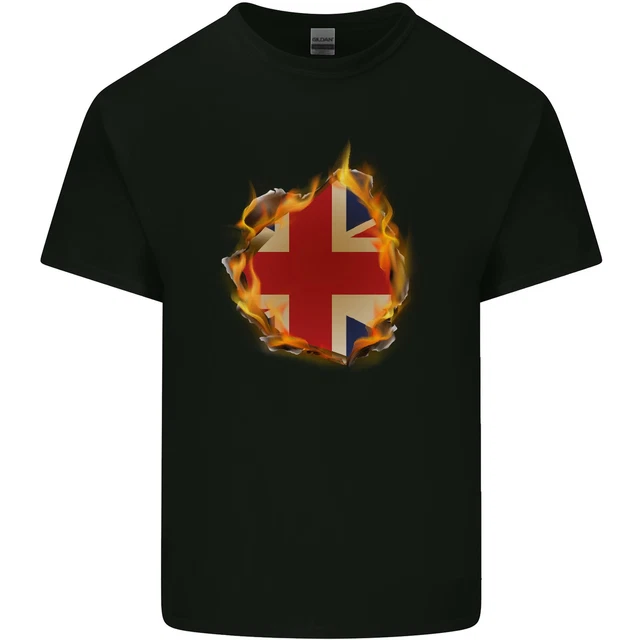 Union Jack Flag Fire Effect Great Britain T-Shirt - Walmart.com
