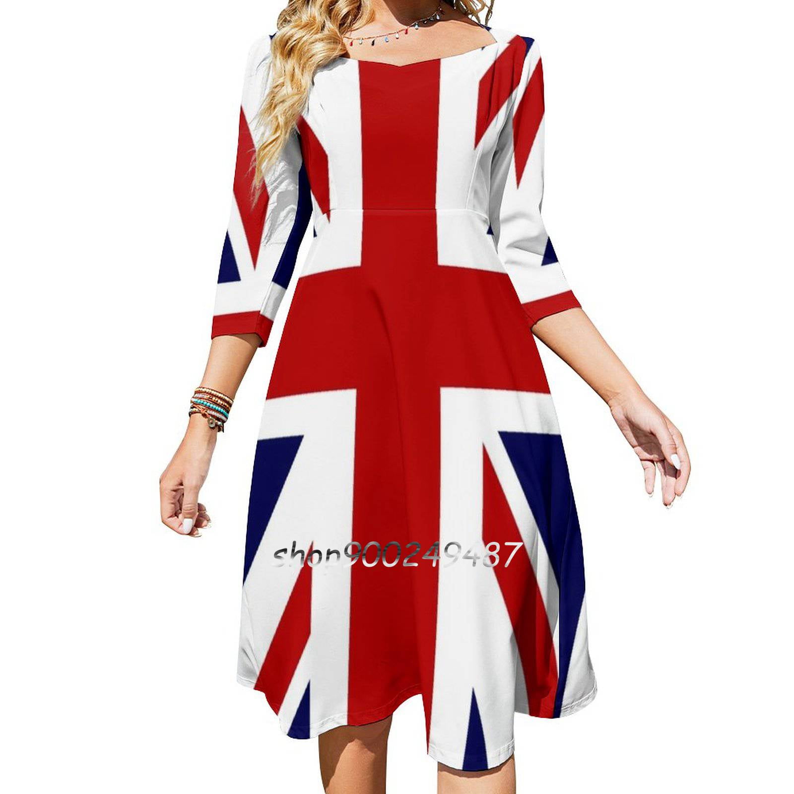 Union Jack Flag Of The Uk Evening Party Dresses Midi Sexy Dress Female ...