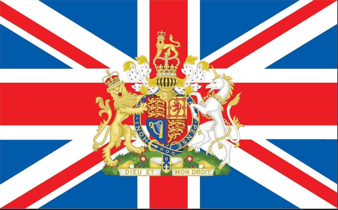 Union Jack Flag Queen Elizabeth Flag British Flag with Royal Coat of ...