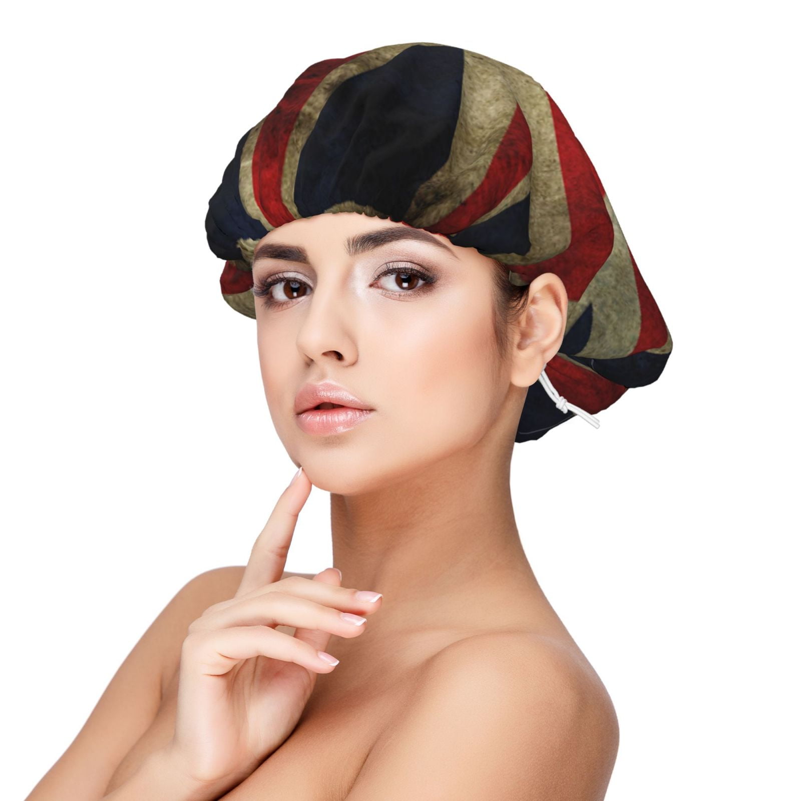 Union Jack Flag Satin Bonnet Adjustable Hair Bonnet For Sleeping Hair ...
