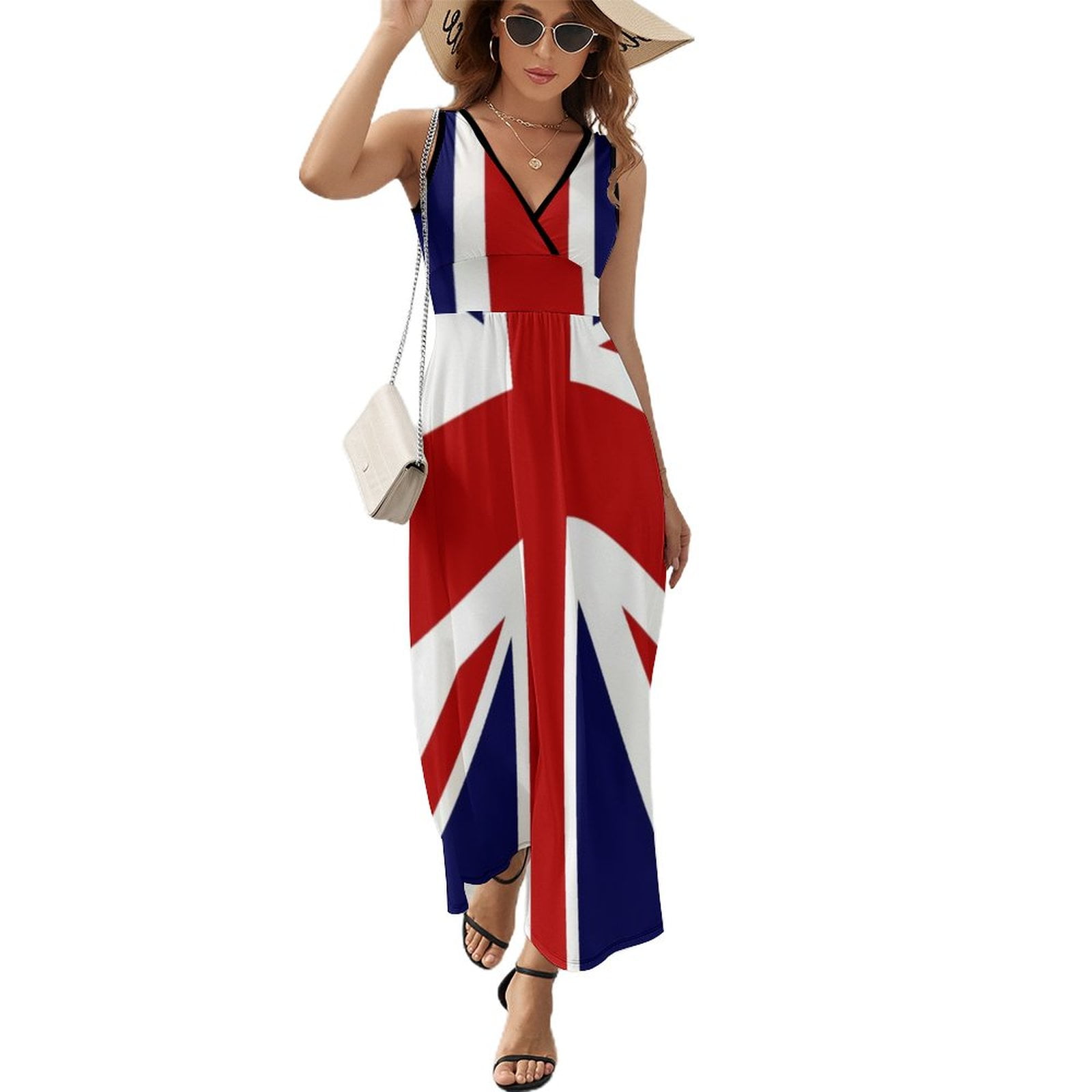 Union Jack Flag of UK Sleeveless Dress festival outfit women prom ...