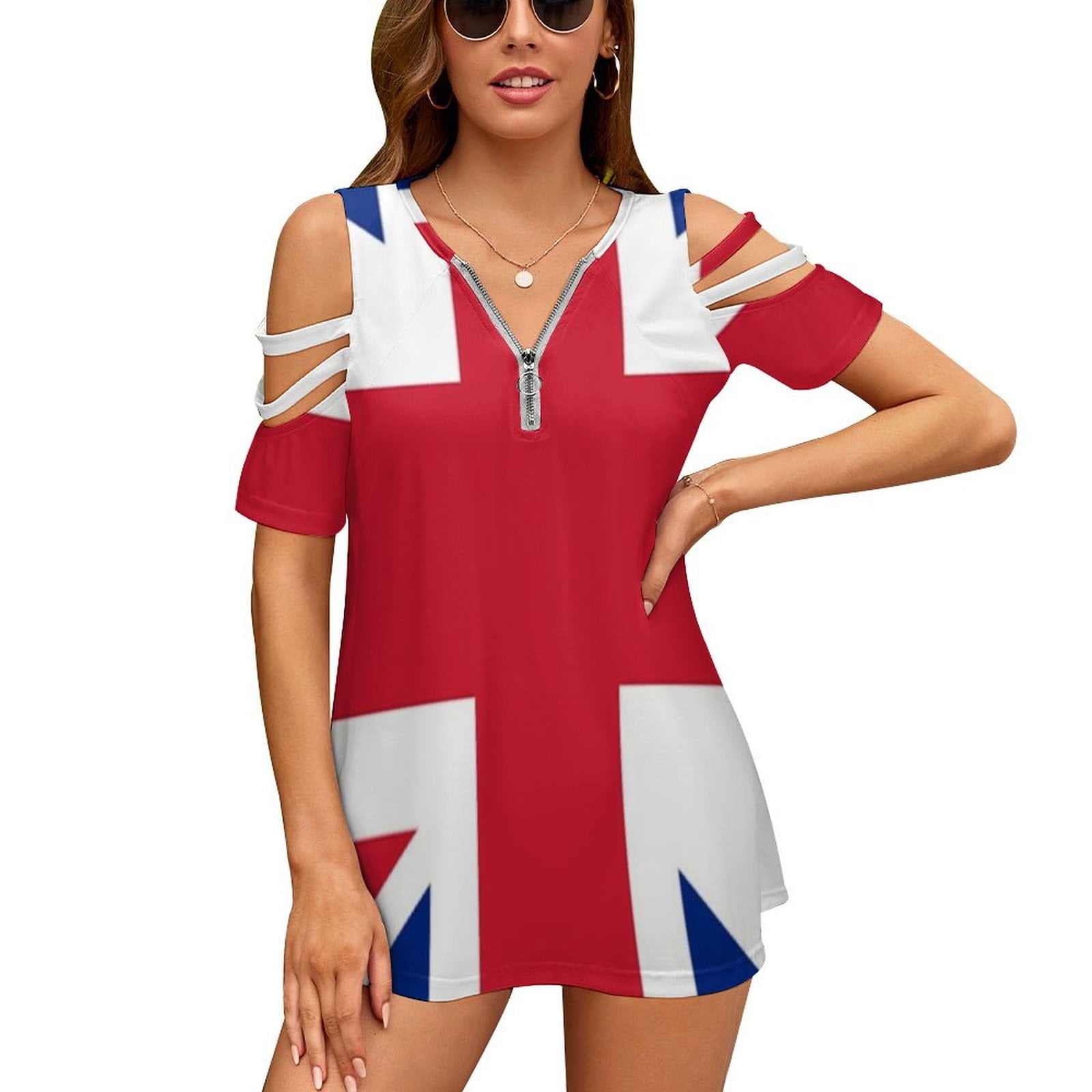 Union Jack Iph Case 2417 Women Print T Shirt Casual Off Shoulder Loose ...