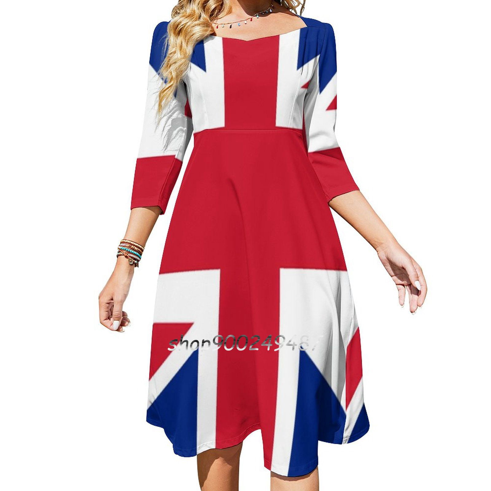 Union Jack Iph Case Flare Dress Square Neck Dress Elegant Female ...
