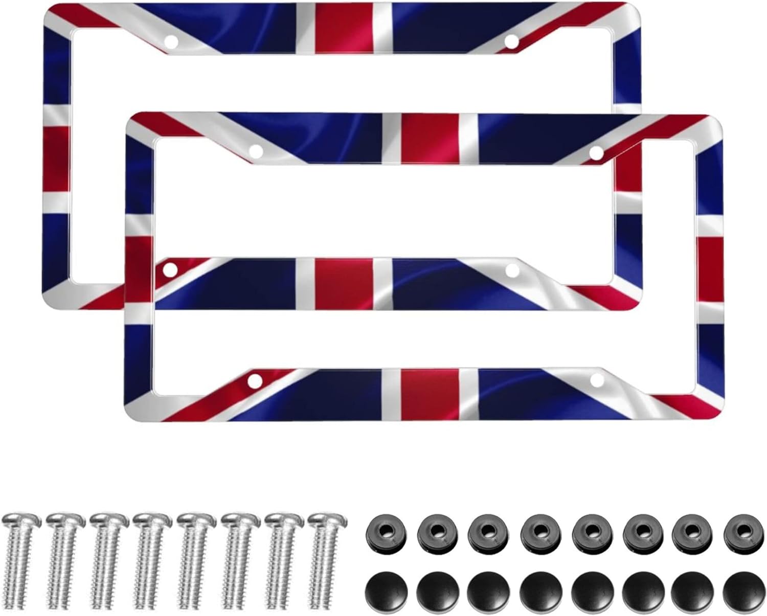 Union Jack License Plate Frame 2Pcs United Kingdom Flag Patriotic Style ...
